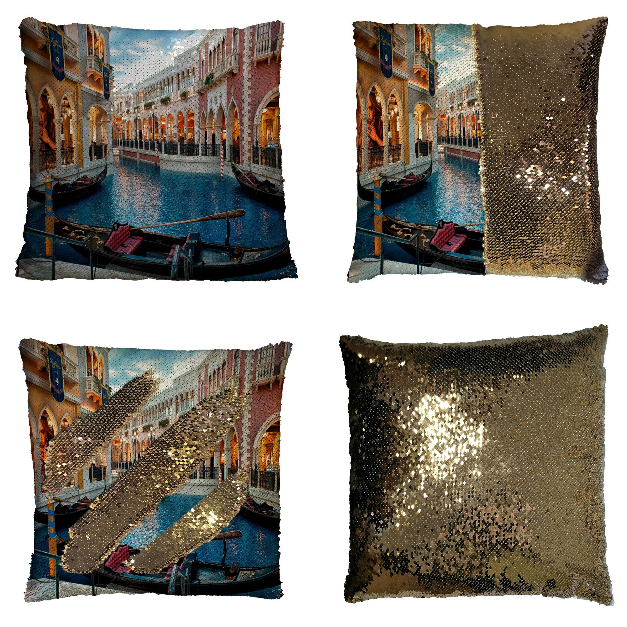 ZKGK The Water City Venice Reversible Mermaid Sequin Pillow Case 20x20 ...