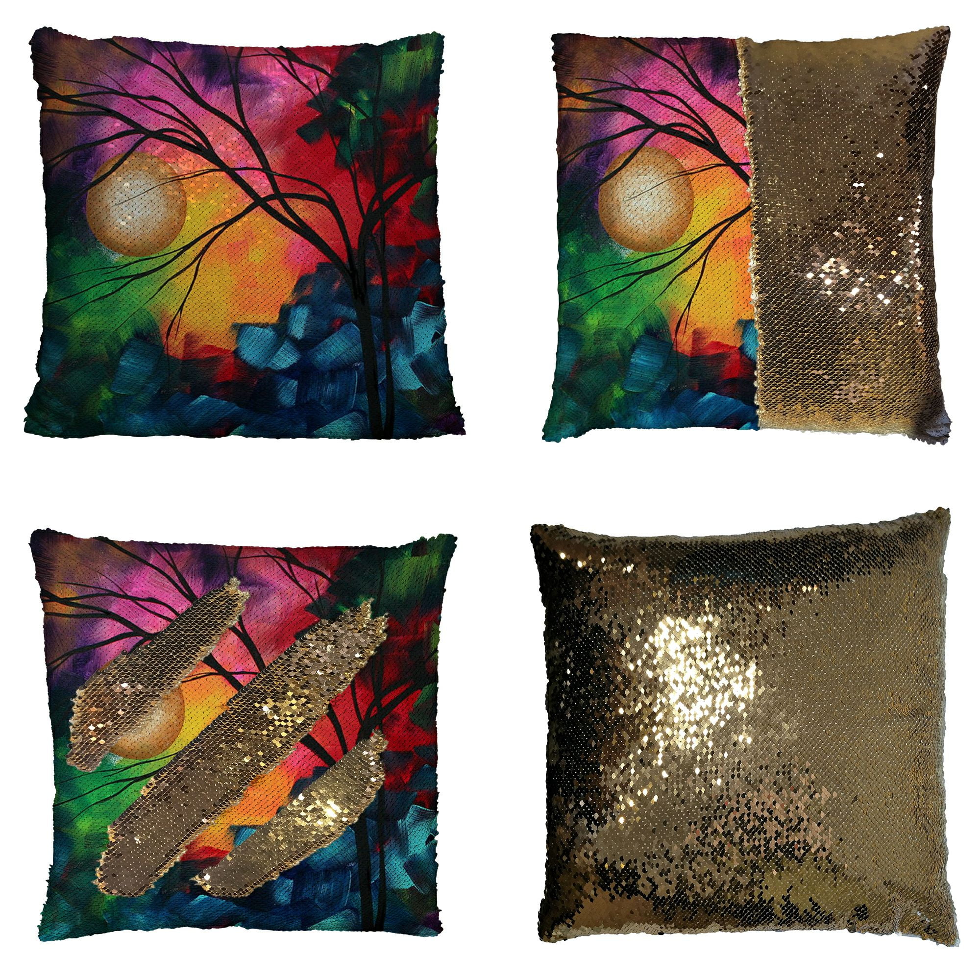 ZKGK Tree Art Reversible Mermaid Sequin Pillow Case 16x16 inches ...
