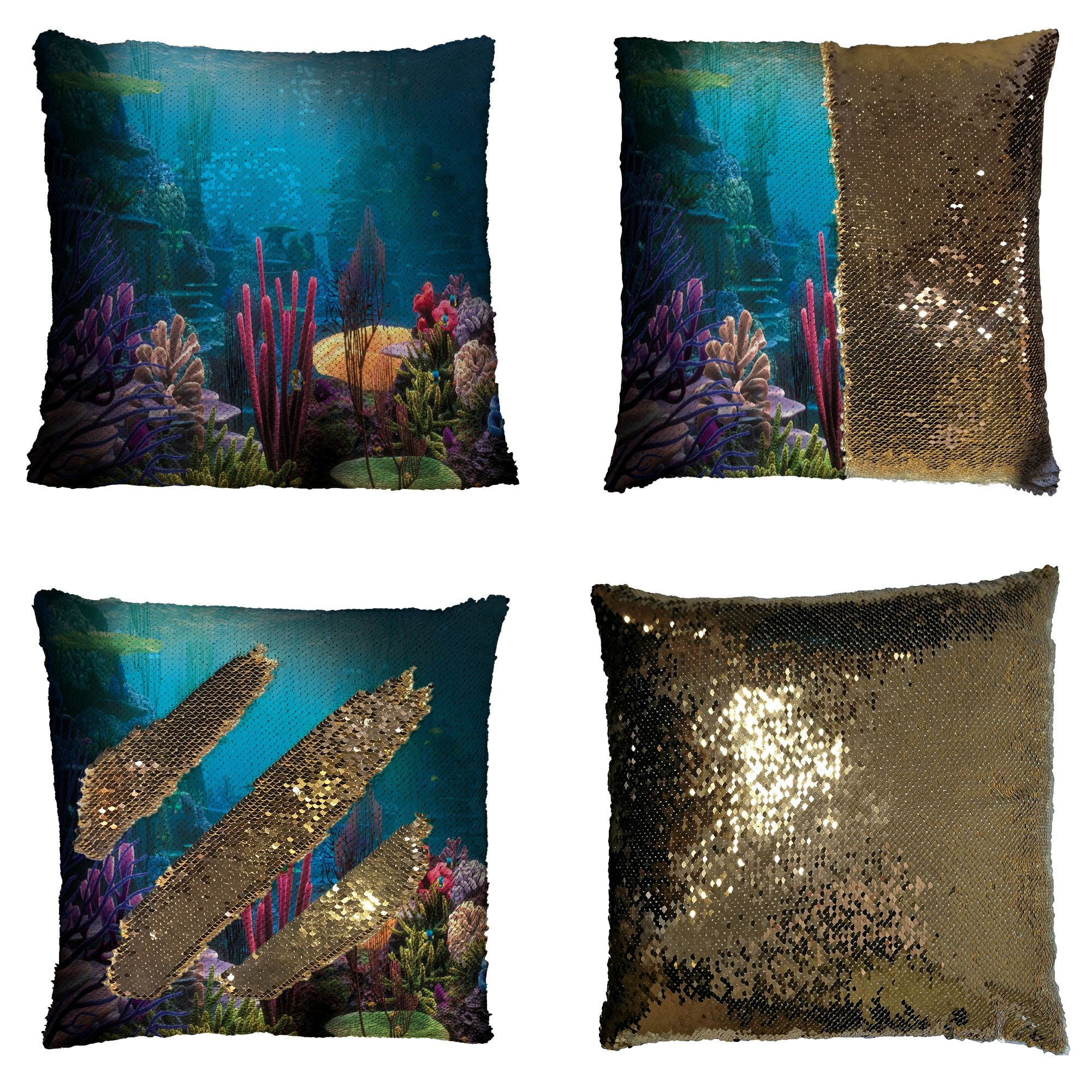 ZKGK Underwater World Sea Life Ocean Animals Fish Coral Reversible ...