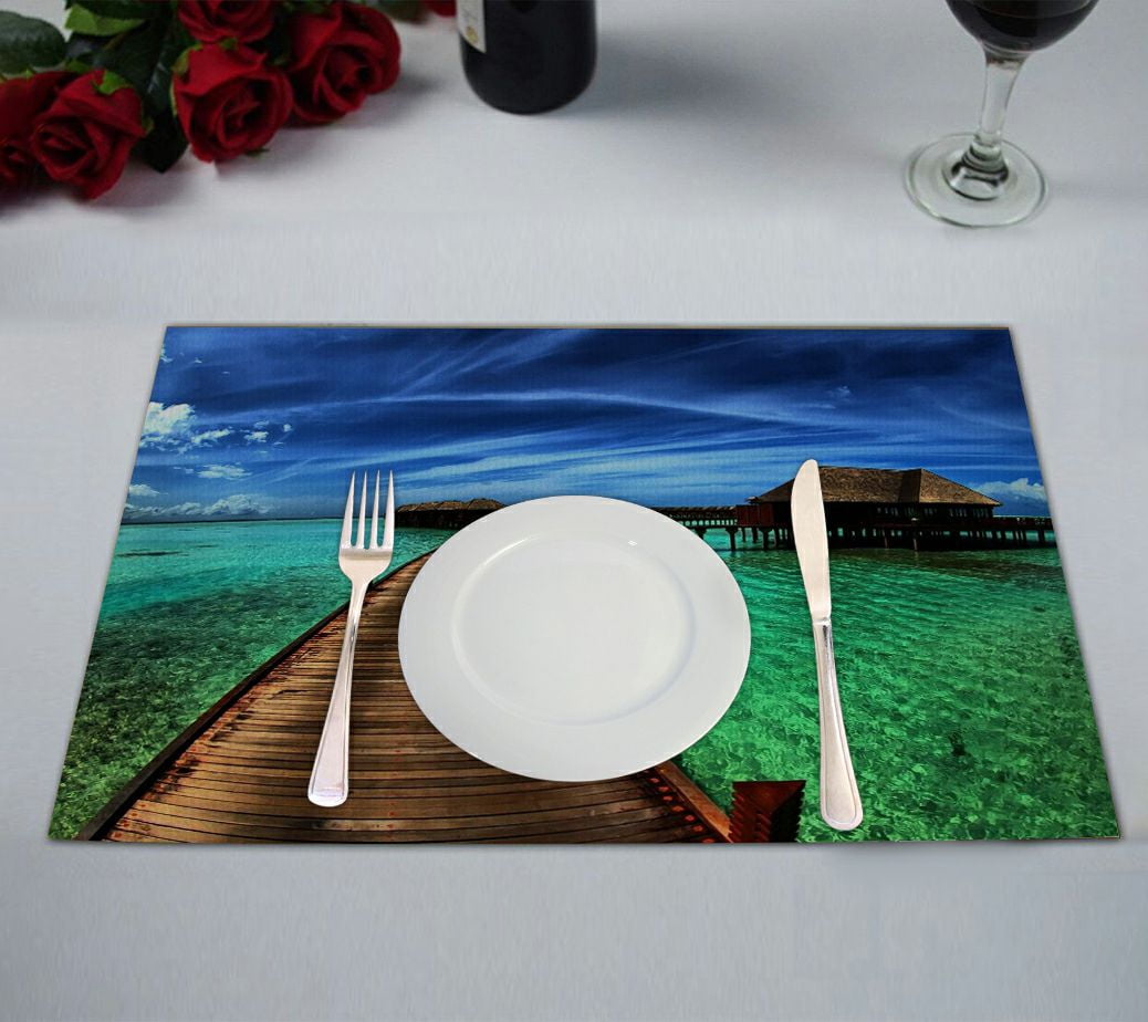 ZKGK Wood Bridge Placemat Table Mat 12x18 inches,Set of 2 - Walmart.com