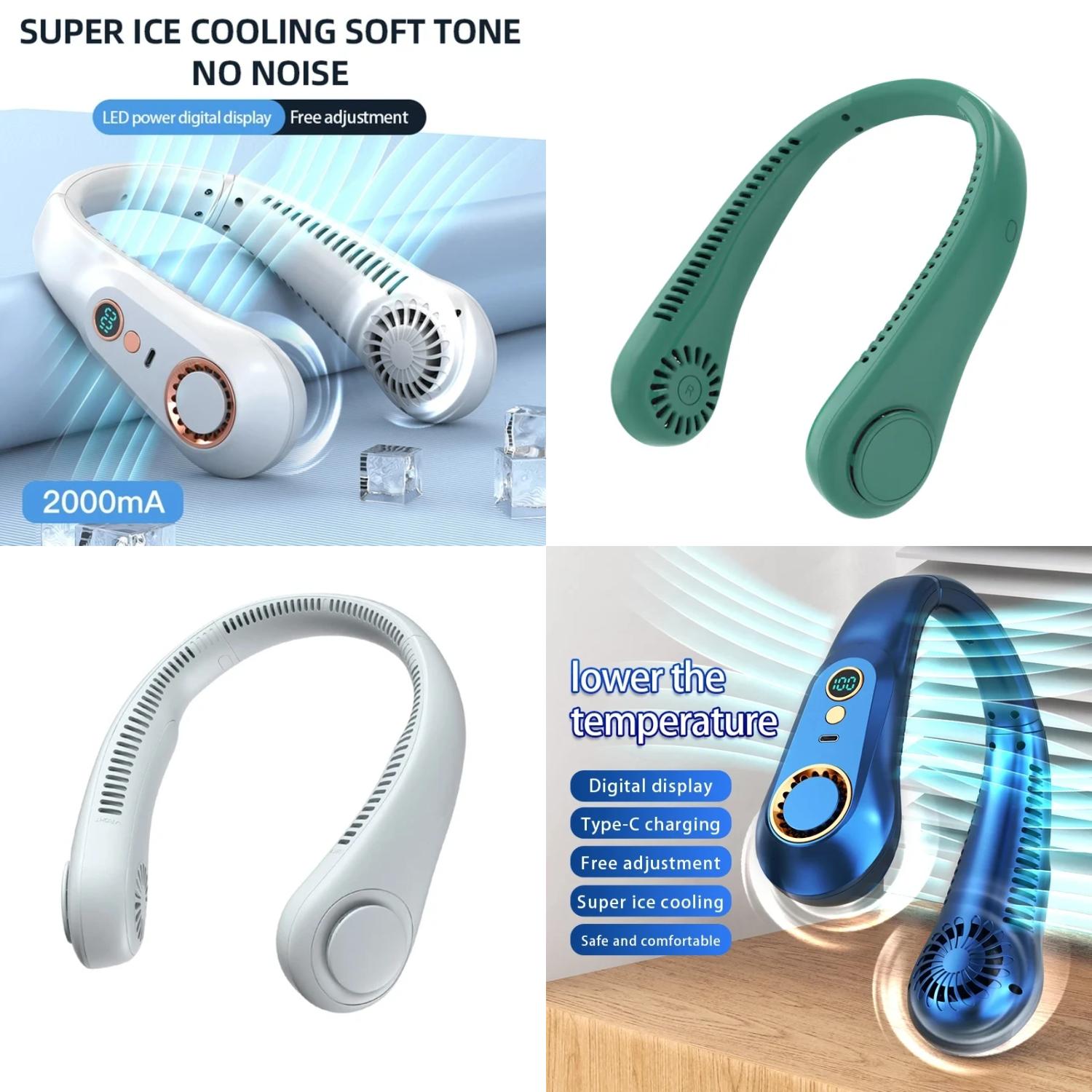 ZKHENGY Hanging neck fan with digital portable fanless mini air cooler ...