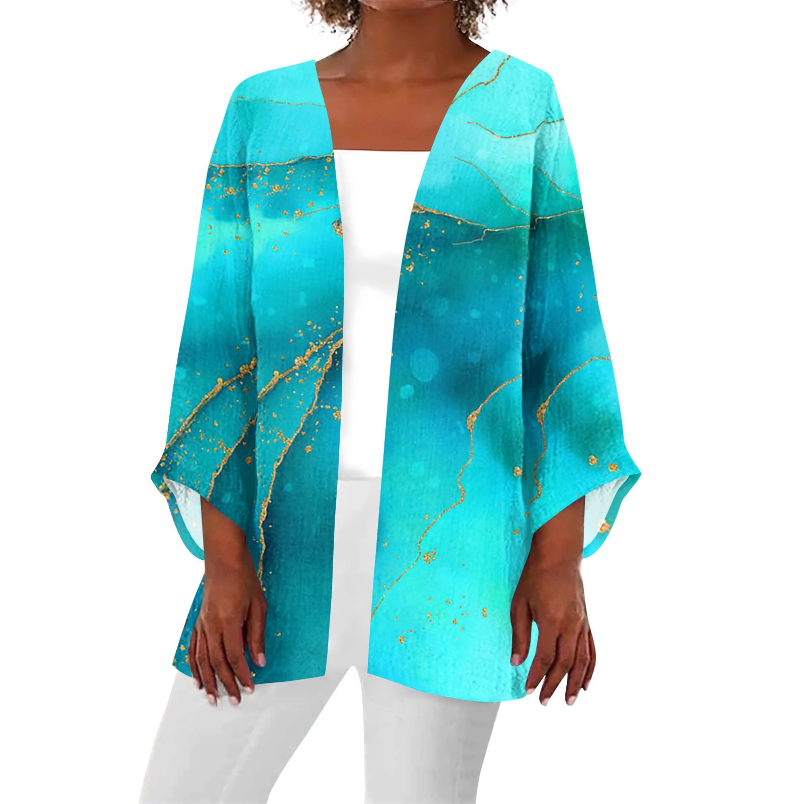 ZKIRBJV Black White Cardigan Women 3/4 Sleeve Summer Cardigans for ...