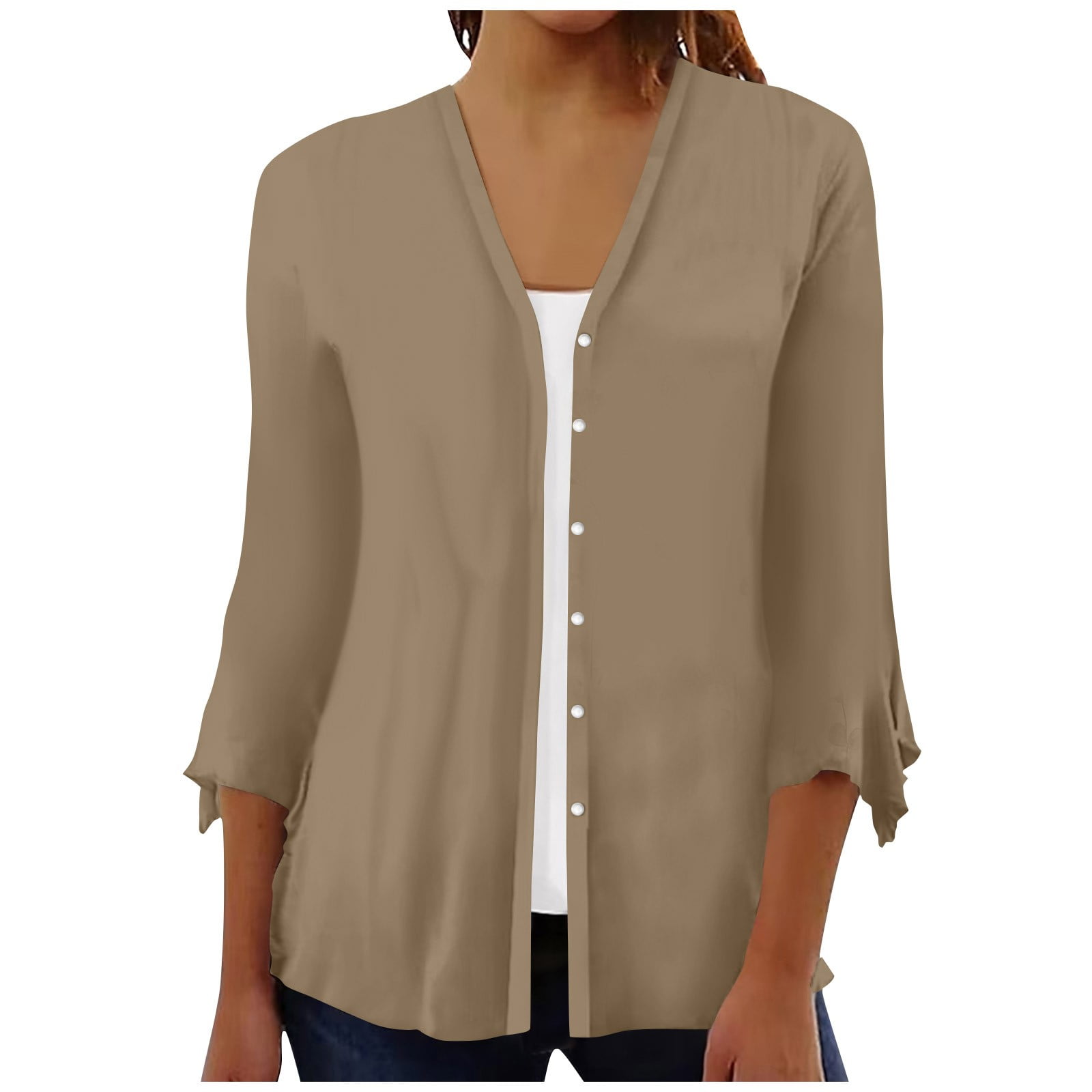 ZKIRBJV Cardigan for Women 3/4 Sleeve Cardigans Plus Size Lightweight ...