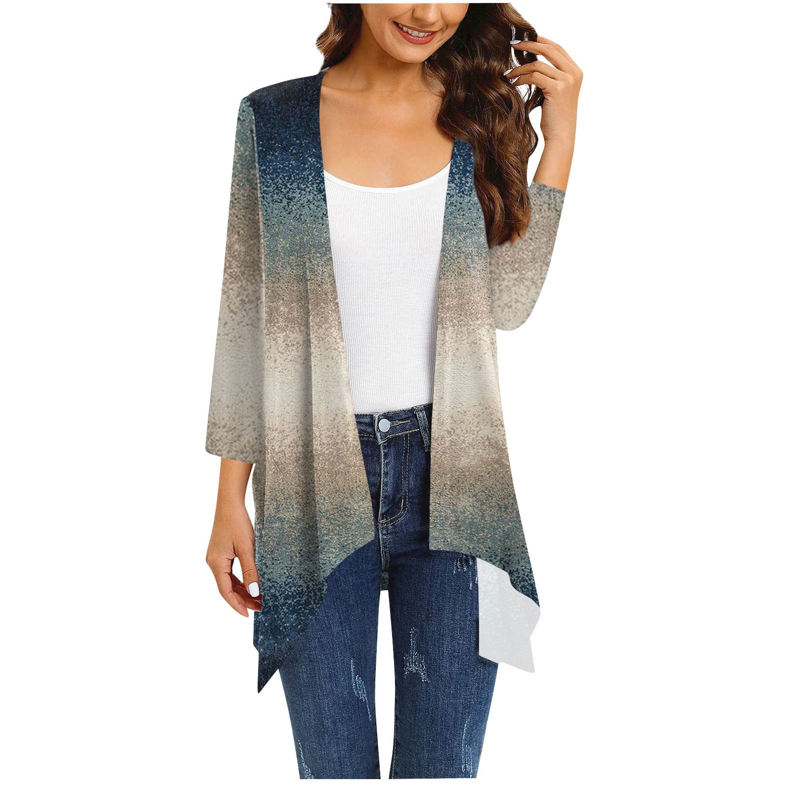 ZKIRBJV Cardigans for Women 3/4 Sleeve Long Cardigans for Women ...