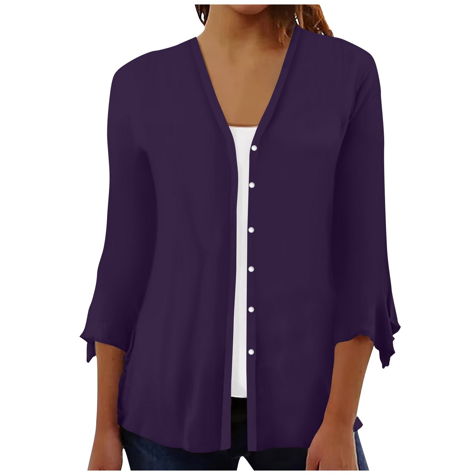 ZKIRBJV Cardigans for Women 3/4 Sleeve Plus Size Kimono and Dusters ...