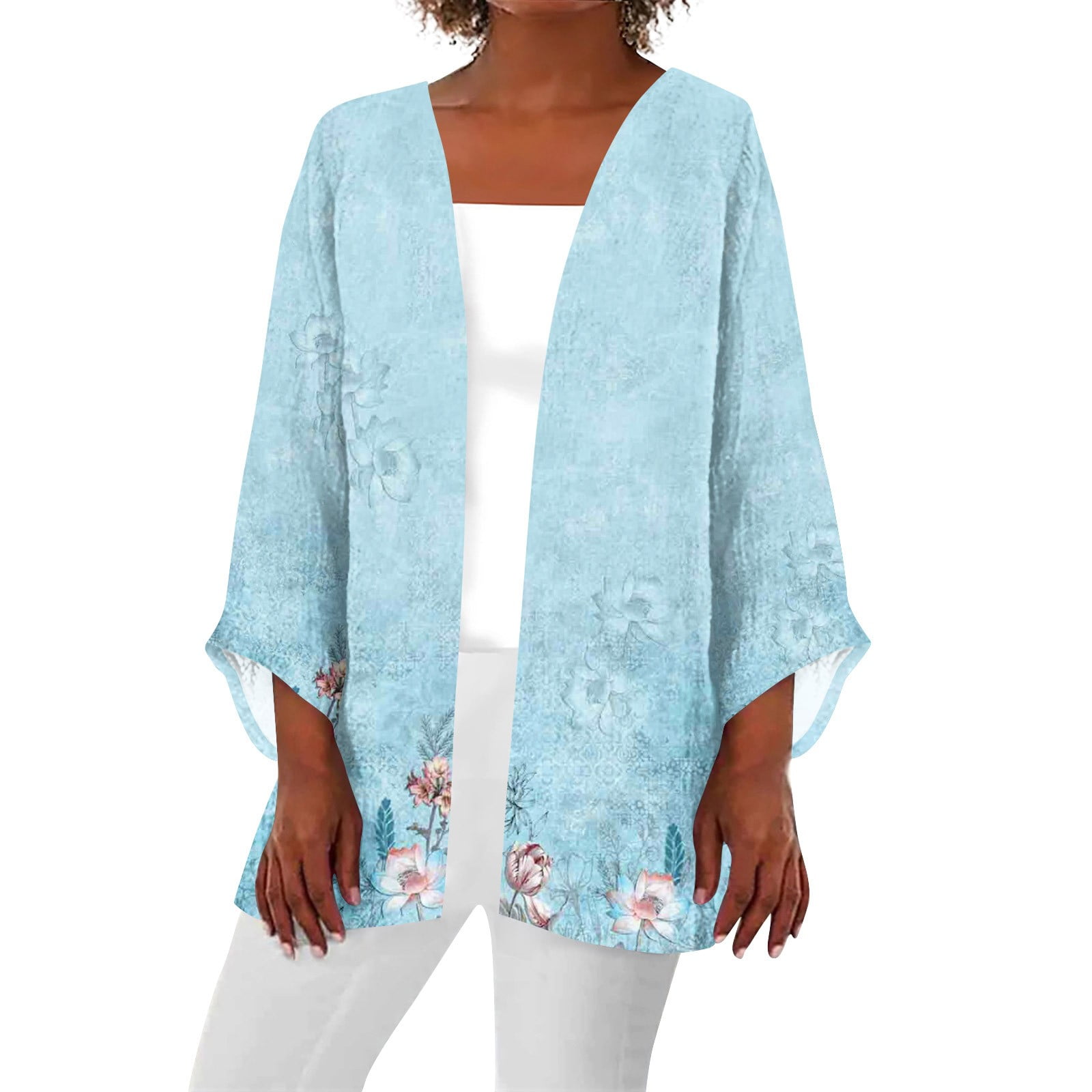 ZKIRBJV Cardigans for Women 3/4 Sleeve Summer Shrugs for Women ...