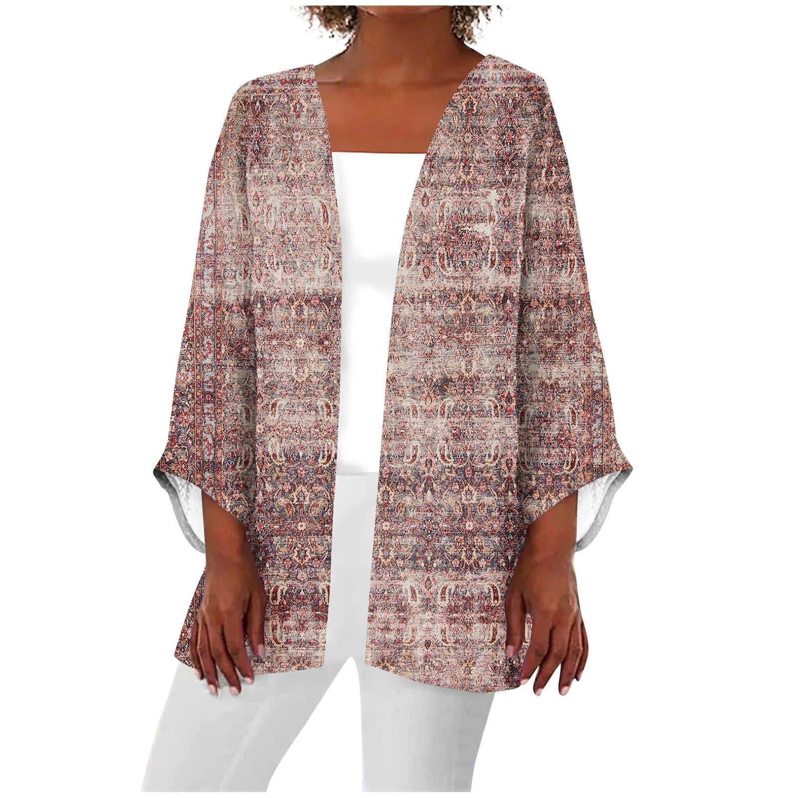 ZKIRBJV Cardigans for Women Plus Sizes for Summer 3/4 Sleeve ...