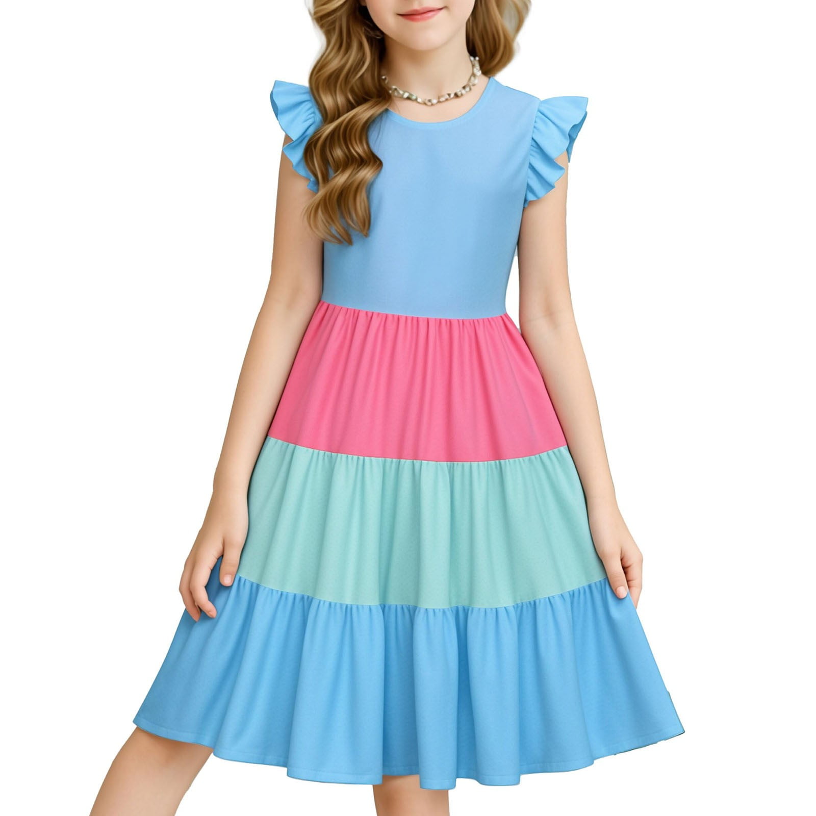 ZKIRBJV Girls Dresses Size 10-12 Cute Gradient Short Sleeve Dresses ...