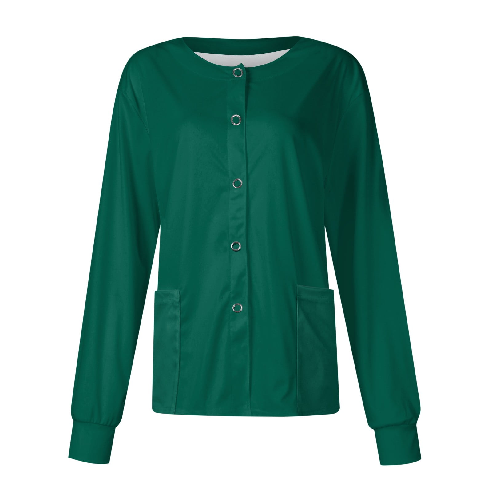 ZKIRBJV Green Lab Coat for Women Single-Breasted Warm Up Long Sleeve ...