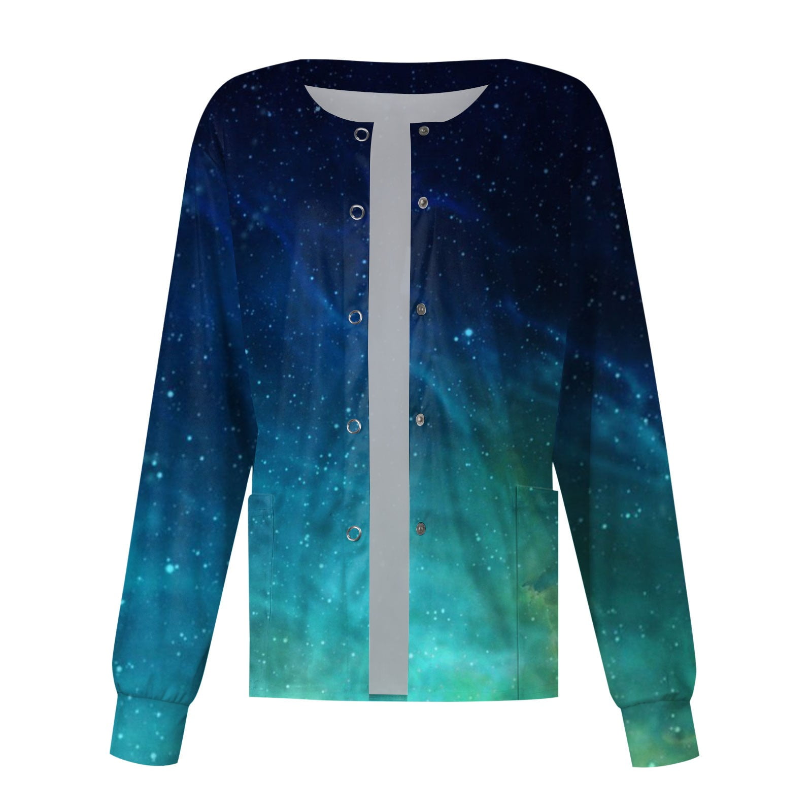 ZKIRBJV Lab Coat for Women Button Down Warm Long Sleeve Scrubs Tops ...