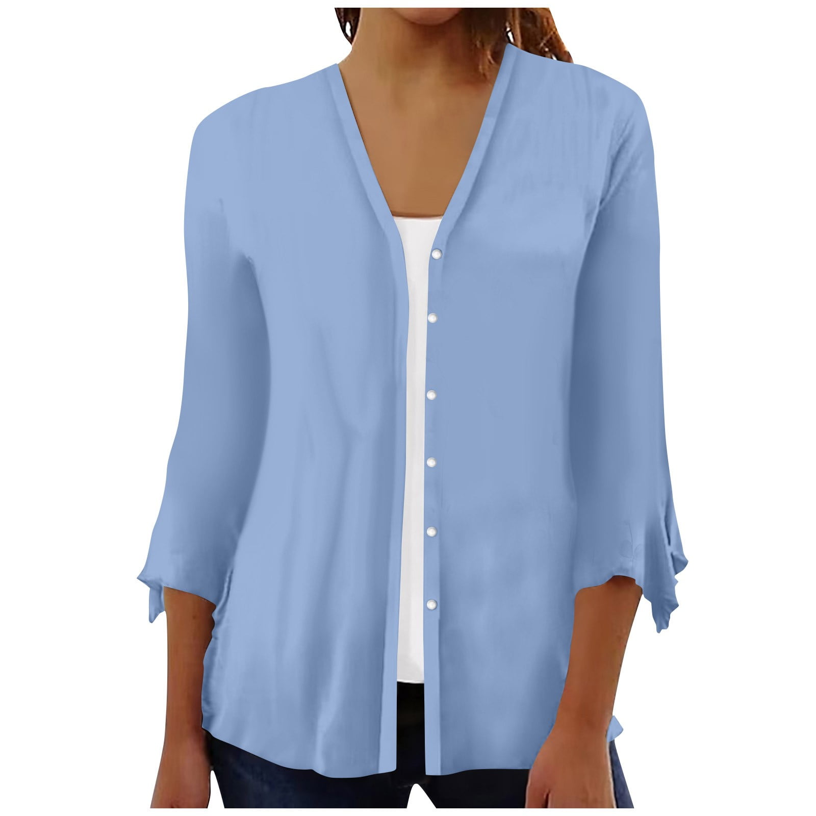 ZKIRBJV Light Weight Cardigan Women 3/4 Sleeve Summer Shrugs for Women ...