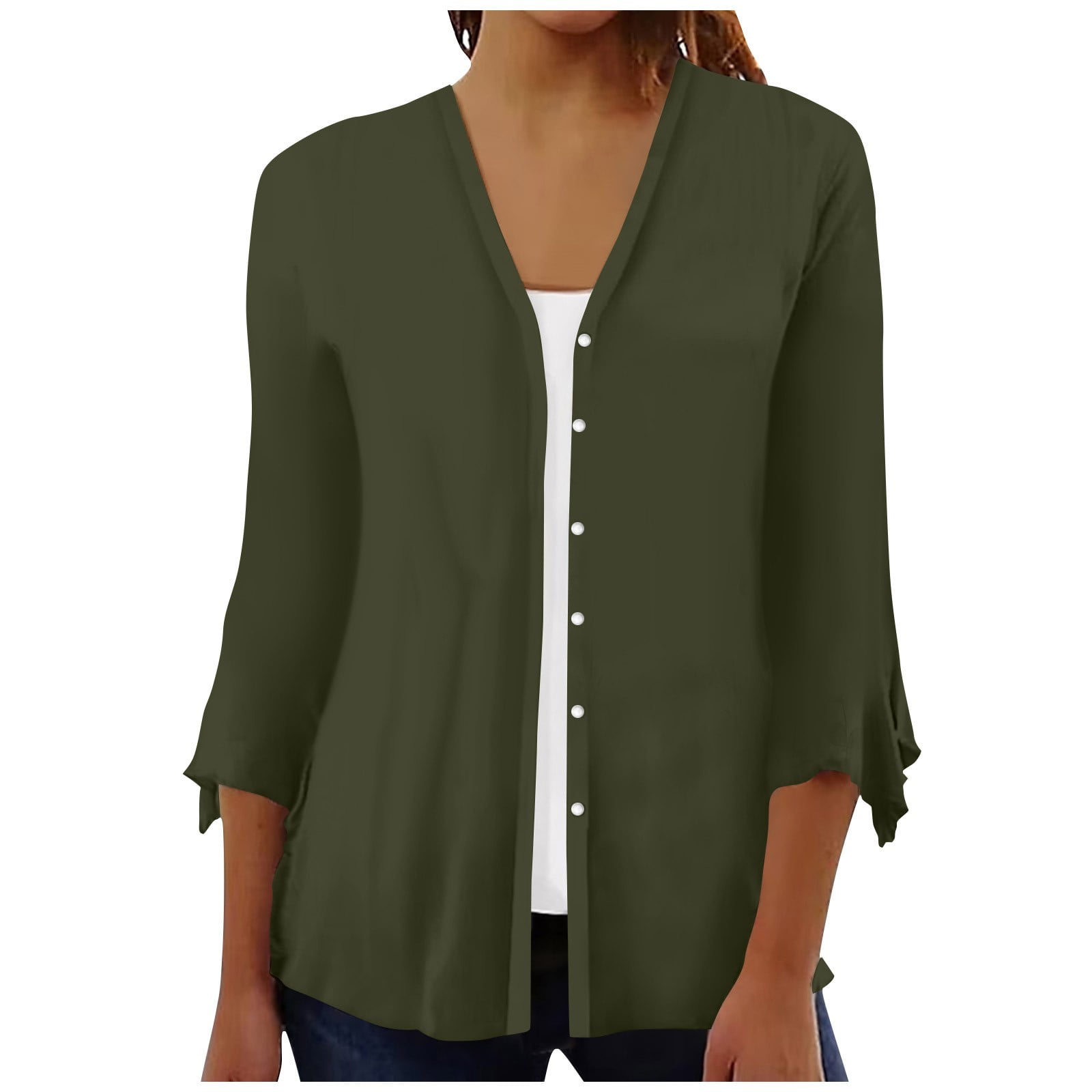 ZKIRBJV Plus Size Cardigan 3/4 Sleeve Black Cardigan for Women ...