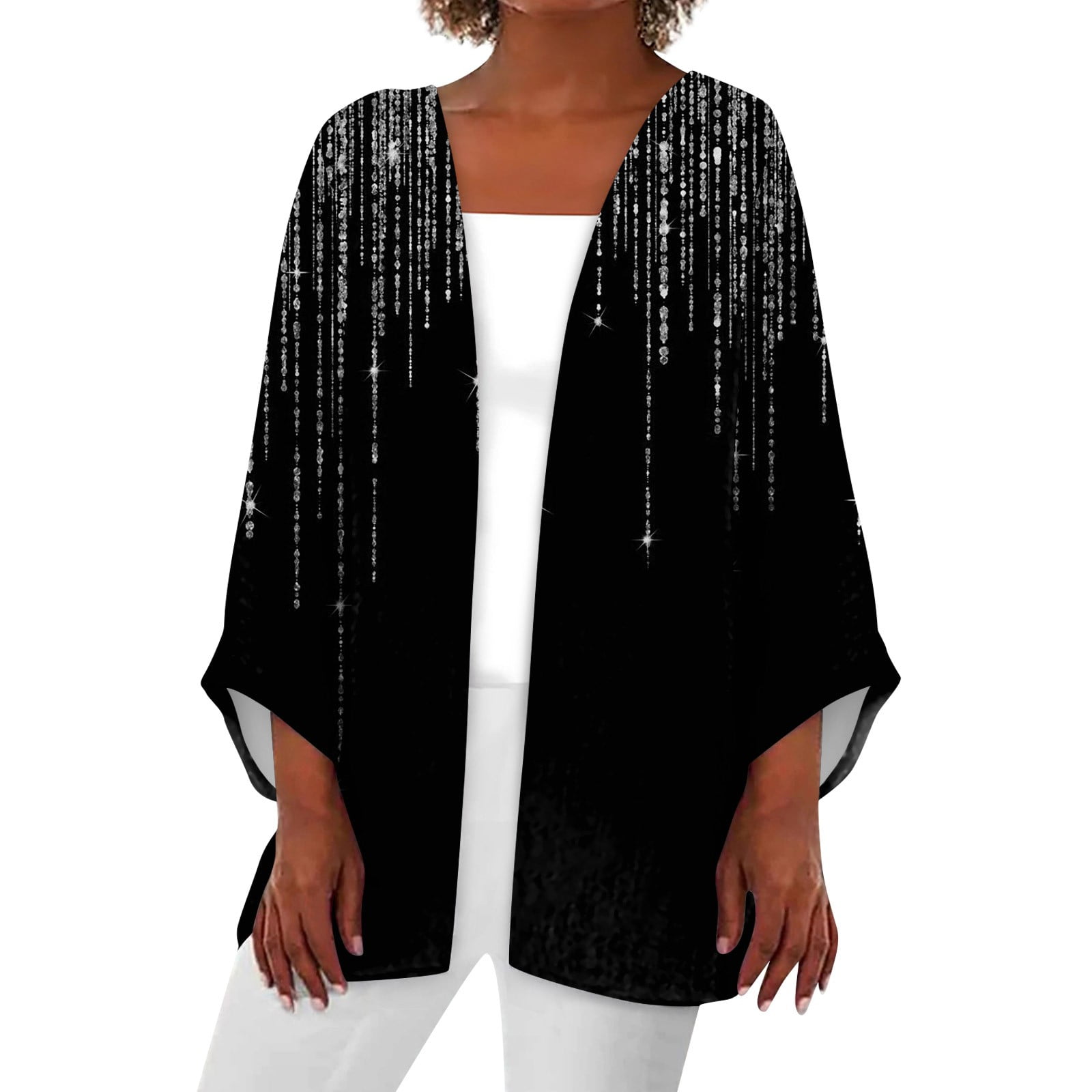 ZKIRBJV Plus Size Kimono and Dusters 3/4 Sleeve Women's Cardigans ...