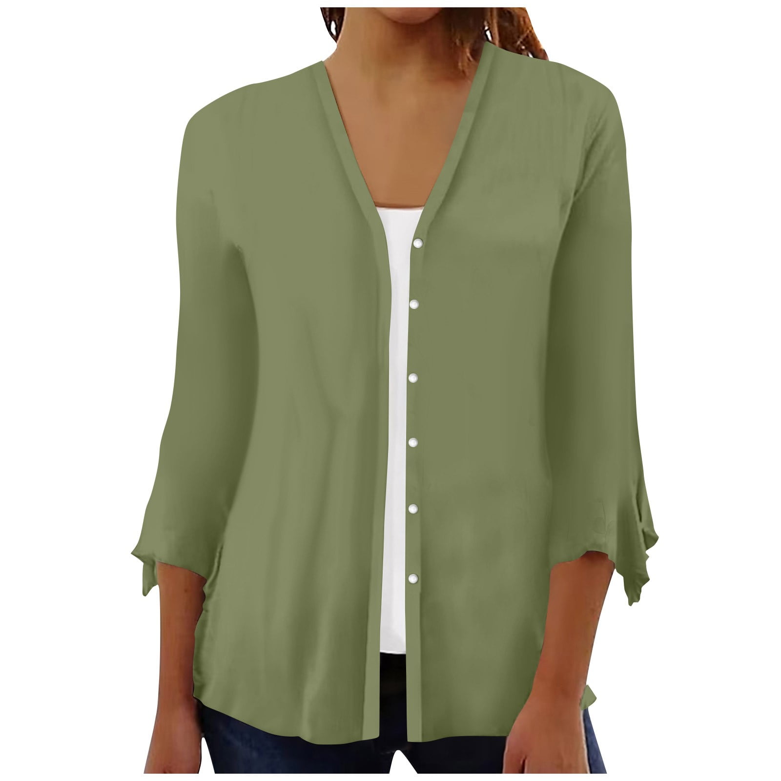 ZKIRBJV Summer Sweaters 3/4 Sleeve Light Weight Cardigan Women ...