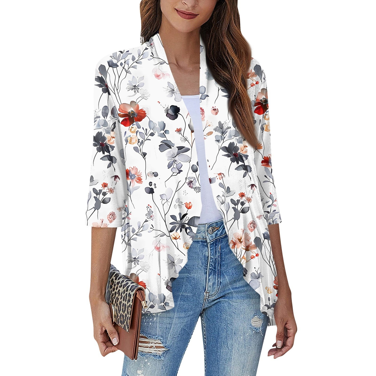 ZKIRBJV Summer Sweaters for Women 3/4 Sleeve Cardigans for Women ...