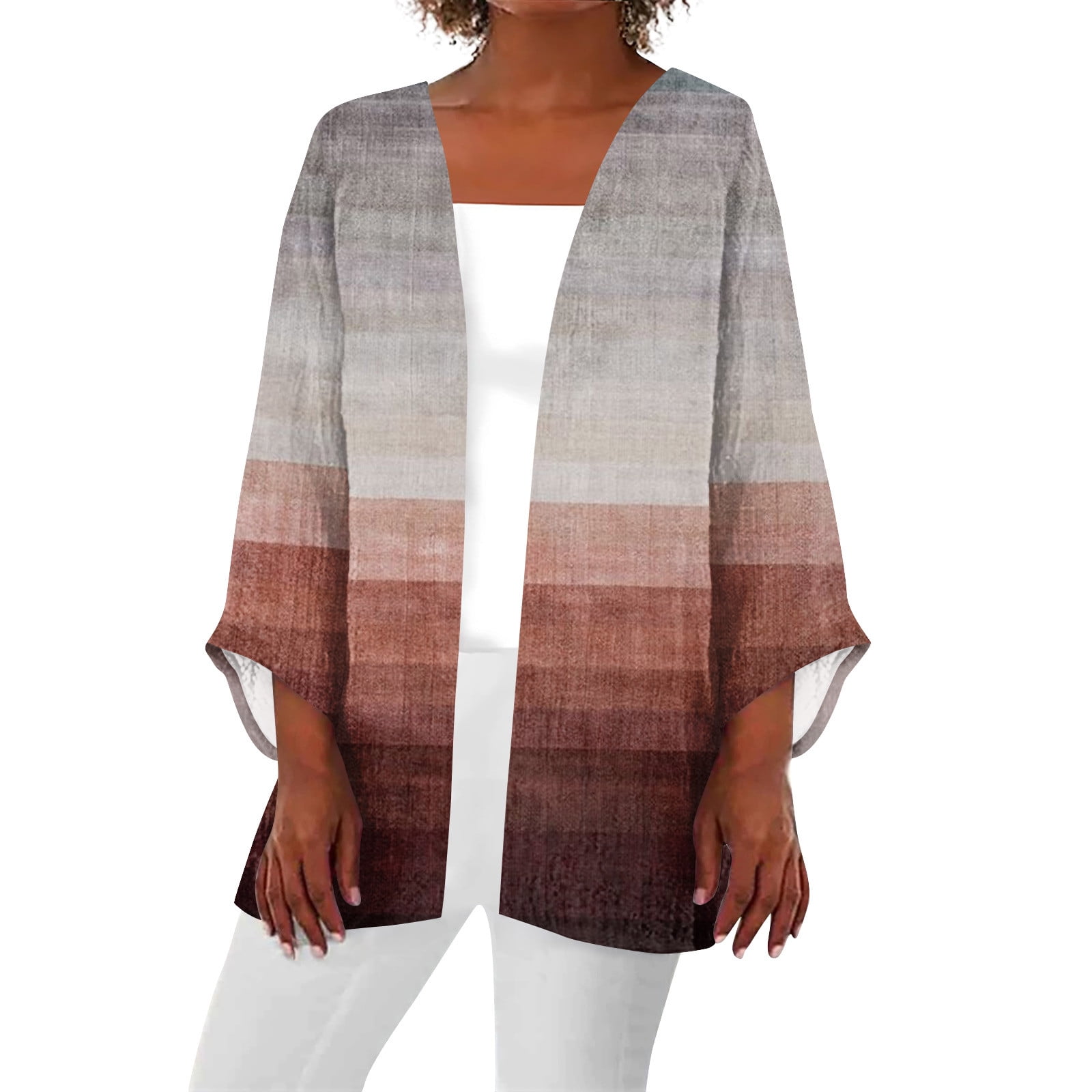 ZKIRBJV White Cardigan for Women 3/4 Sleeve Plus Size Cardigan ...