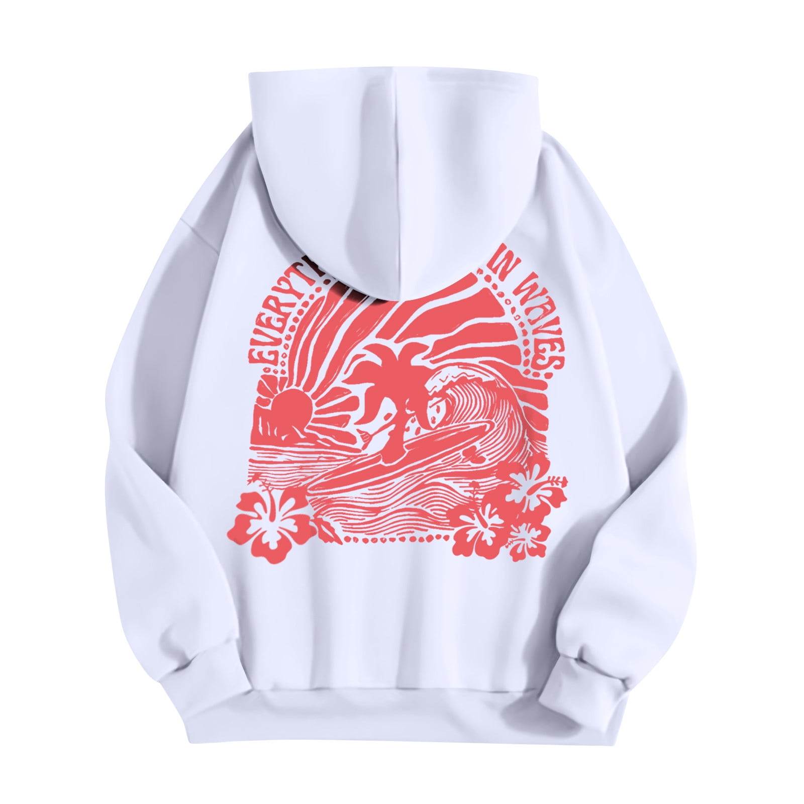 ZKIRBJV White Hoodies Clearance Oversize Letter Graphic Drawstring ...