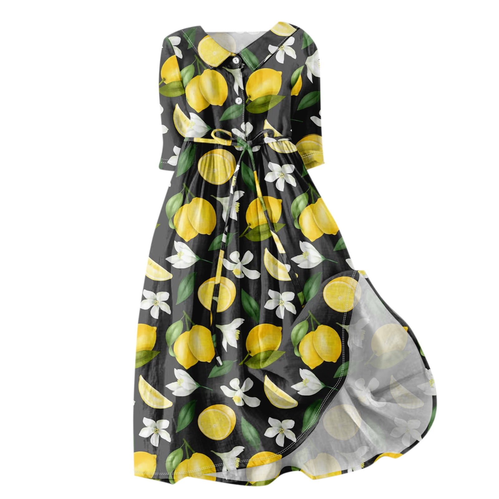 ZKIRBJV Women's Summer Dresses Boho Lace-Up A-Line Sundresses Half ...