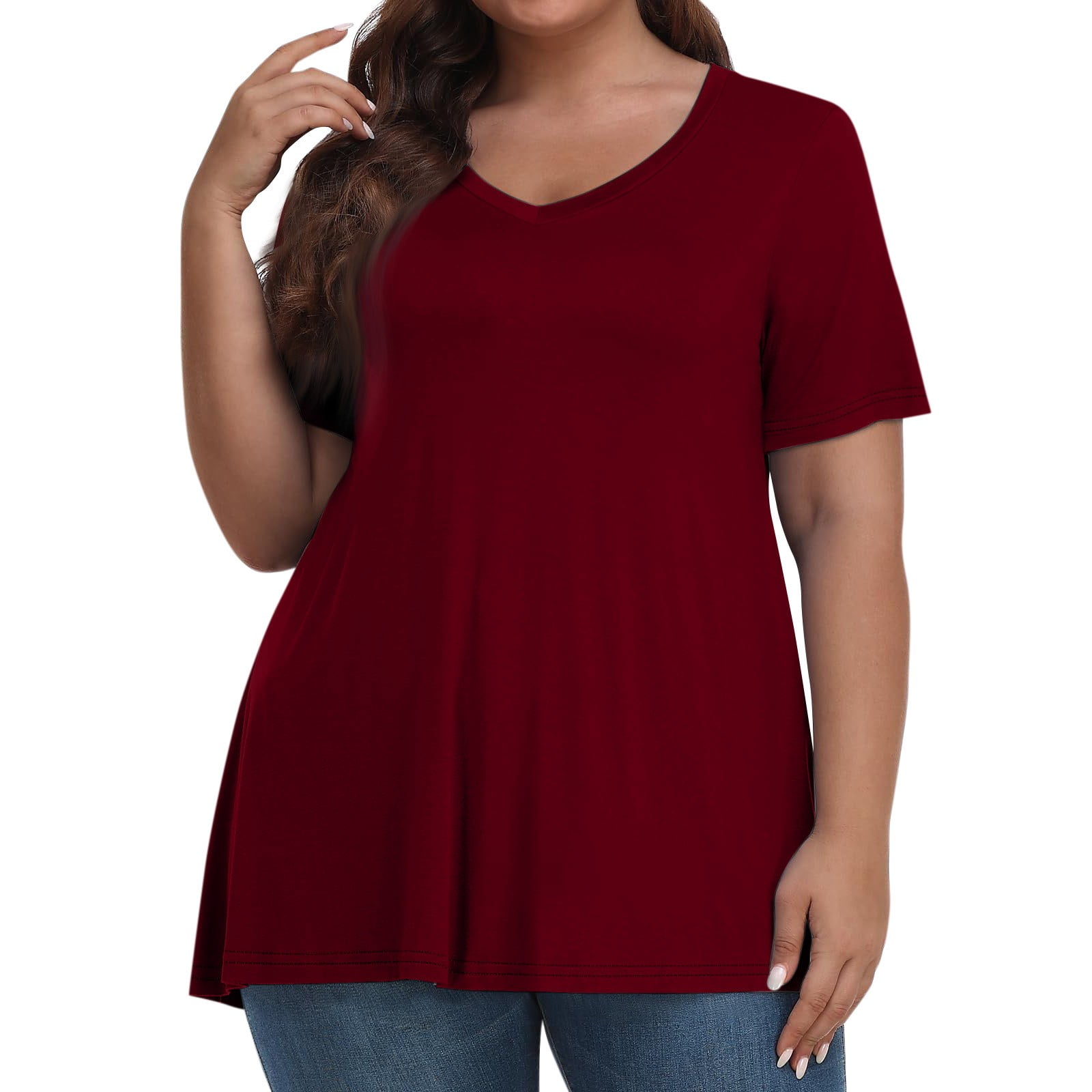 ZKIRBJV Womens Plus Size Tops Dressy Casual Going Out Tunic Crew Neck ...