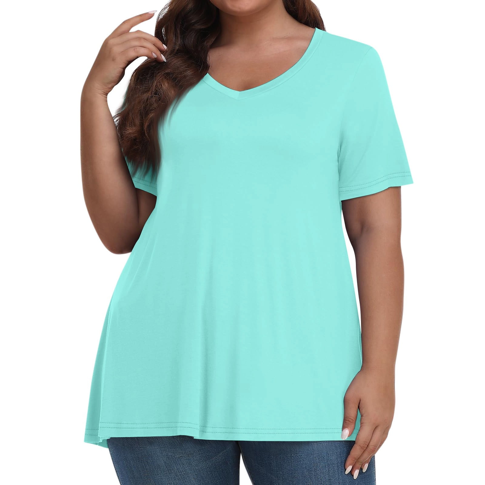 ZKIRBJV Womens Plus Size Tops Dressy Casual Going Out Tunic Crew Neck ...