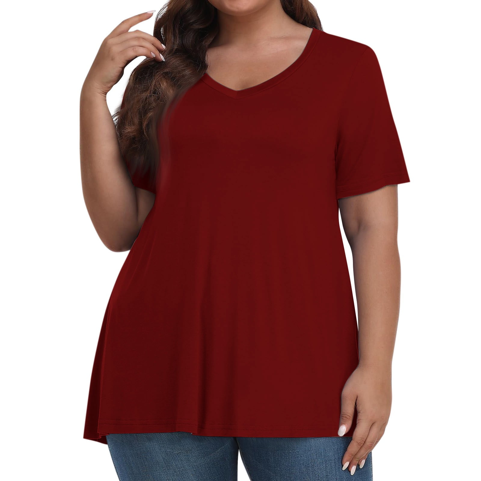 ZKIRBJV Womens Plus Size Tops Dressy Casual Going Out Tunic Crew Neck ...