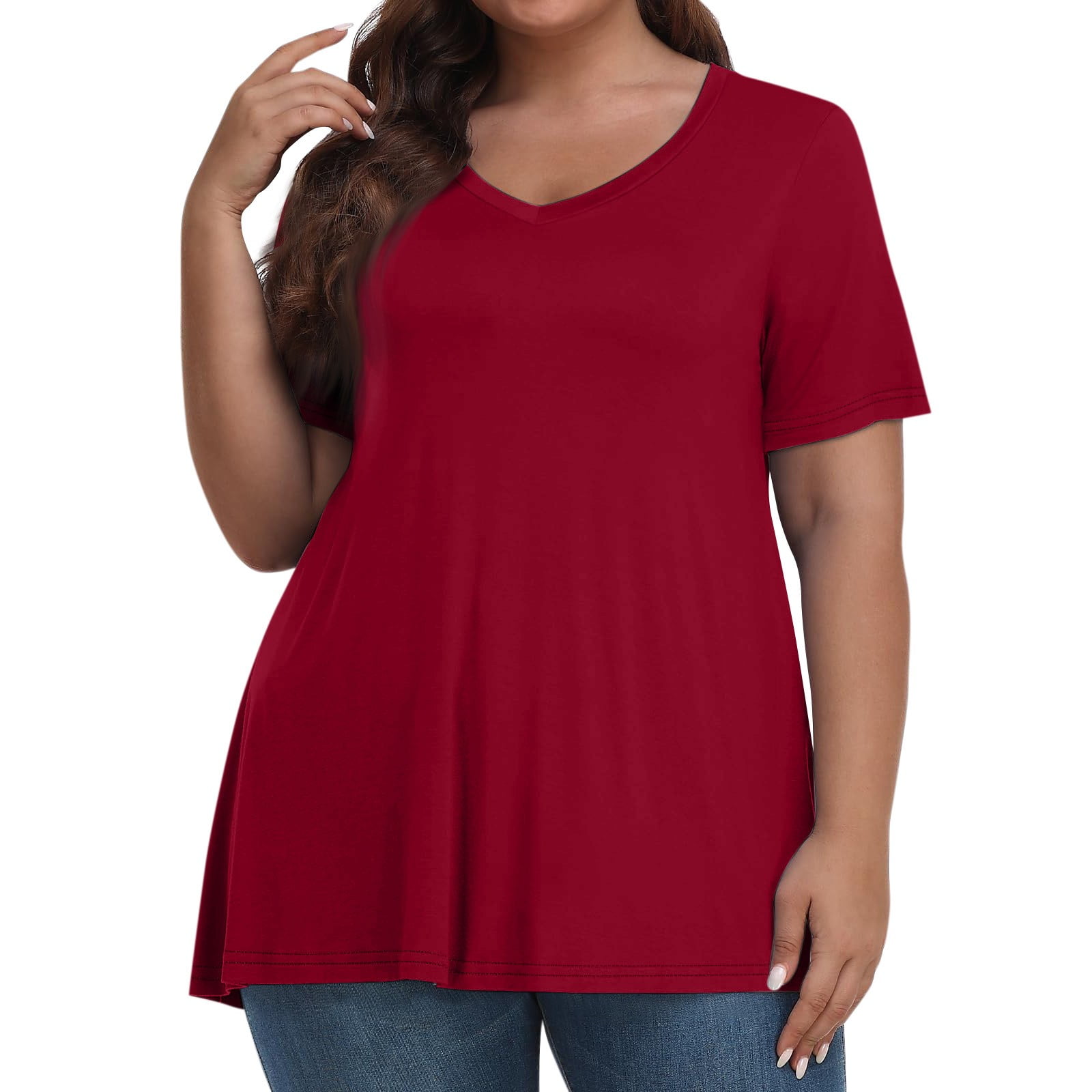 ZKIRBJV Womens Plus Size Tops Dressy Casual Going Out Tunic Crew Neck ...