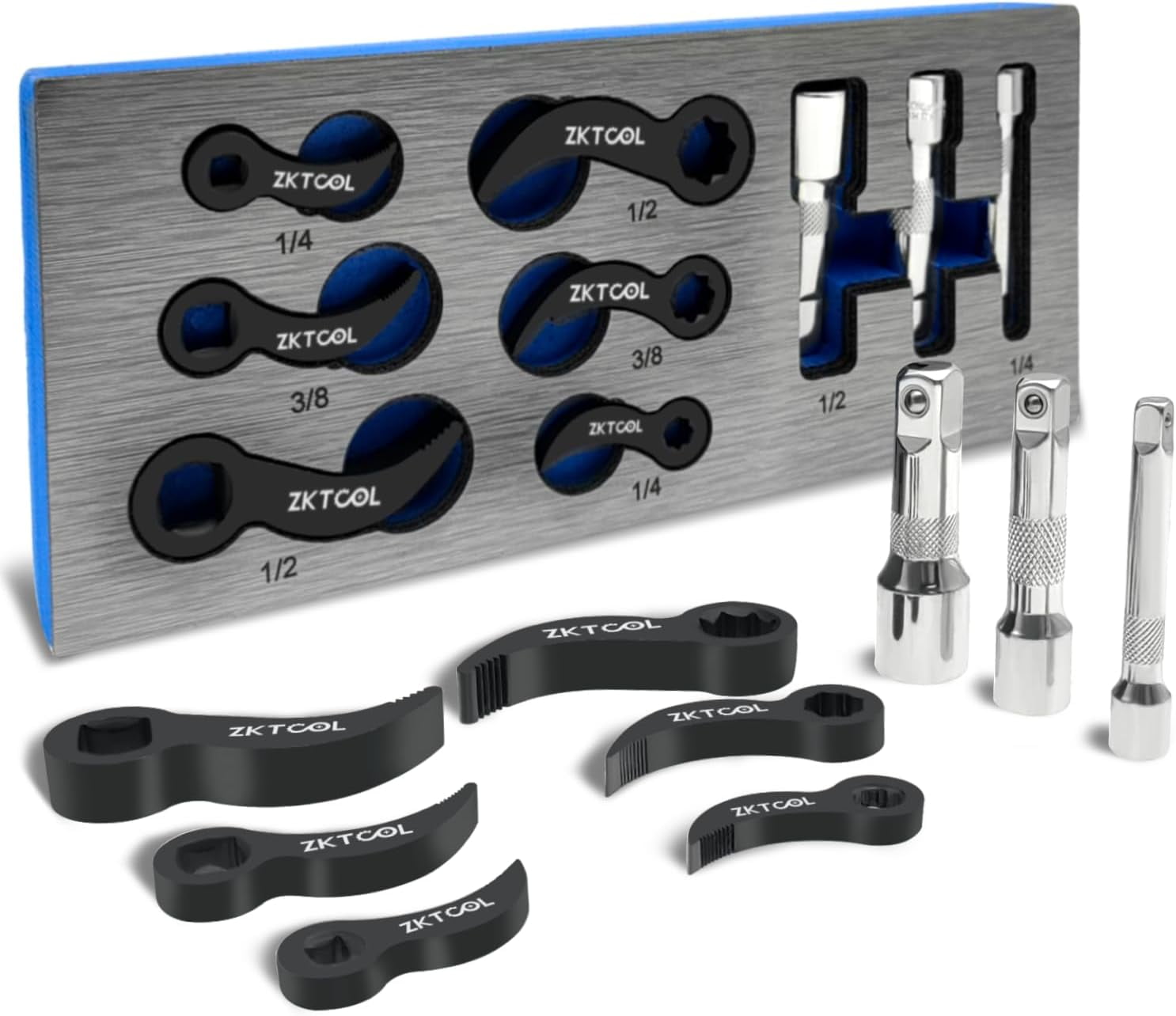 ZKTOOL 9PC Pry Bar Wrench Adaptor Head Kit,Crowbar Adapter Head Tools ...