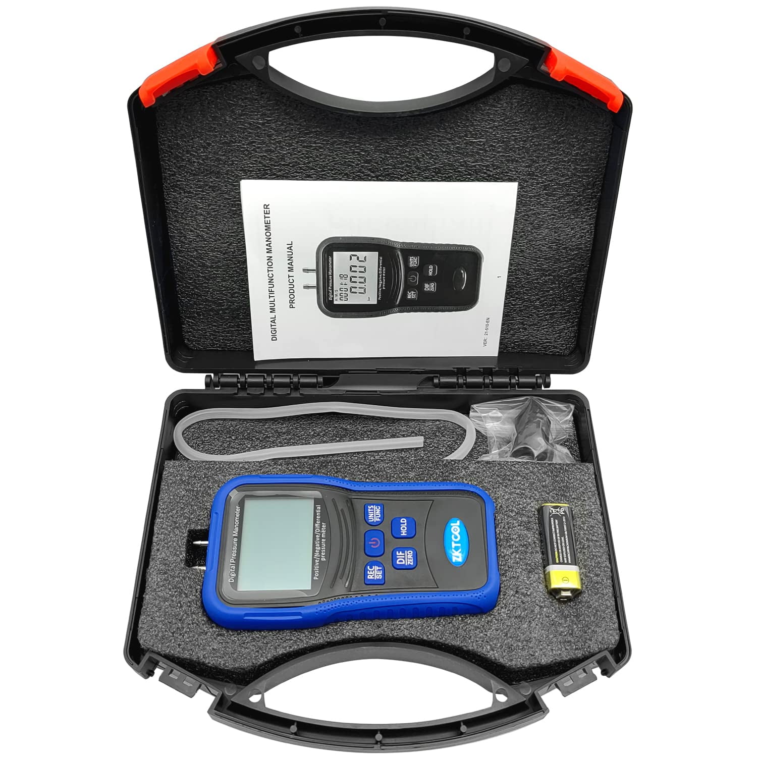 ZKTOOL Gas Pressure Tester,Digital Manometer Differential Dual Port ...