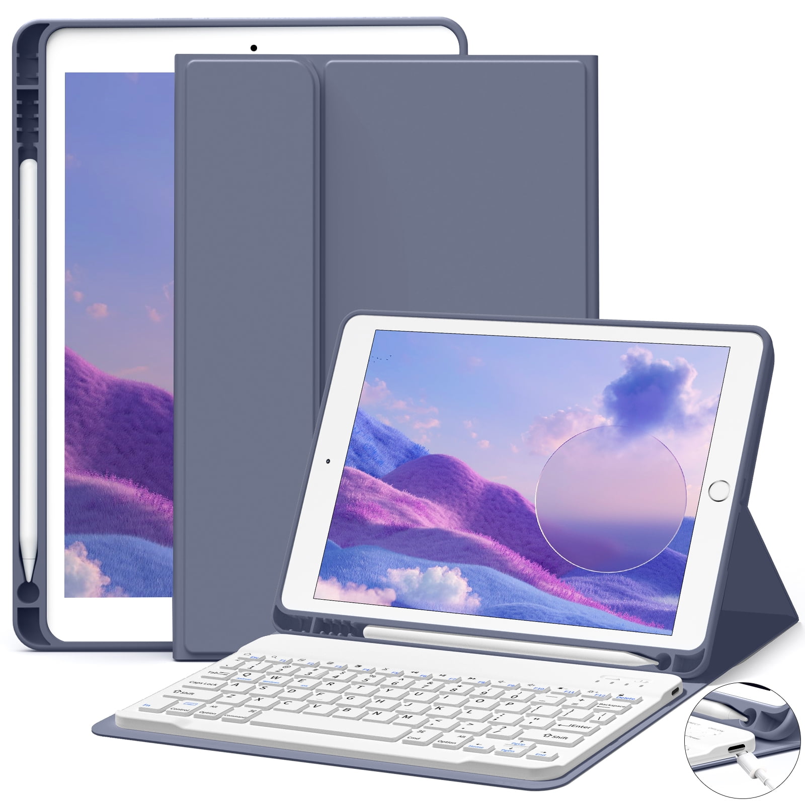 ZKTUYU Keyboard Case for iPad 9th 8th 7th Generation, Magnetically ...