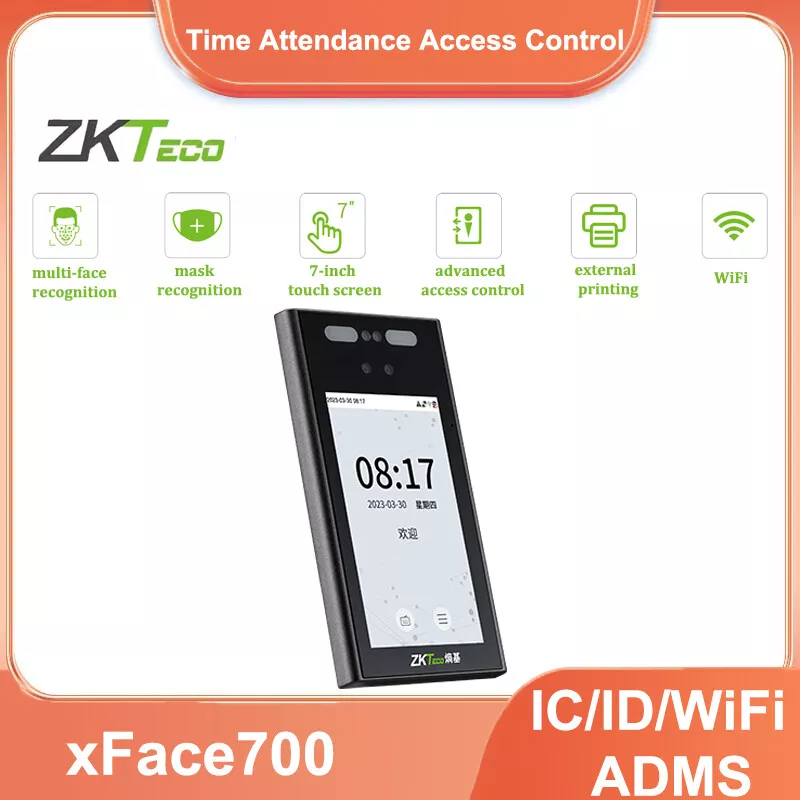 ZKTeco xFace700 TCP/IP Mask Multi-face Recognition 7" Time Attendance ...