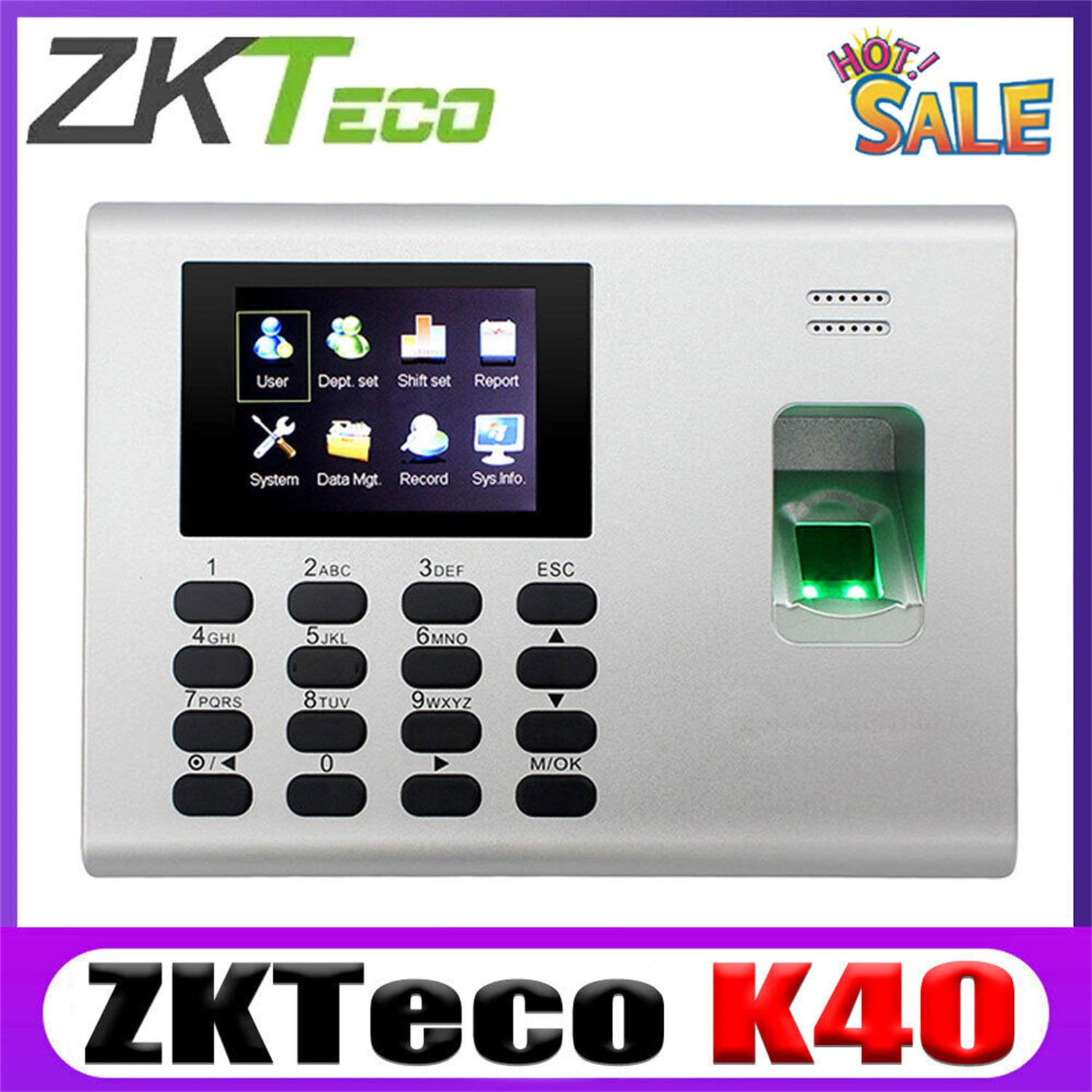 ZKteco K40 Fingerprint Time Clock With Access Control Terminal Built in ...