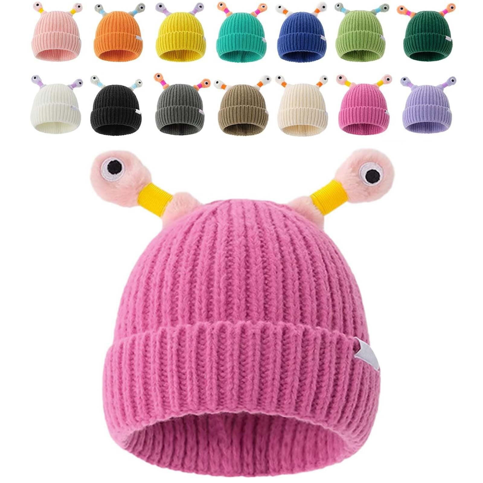 ZL Cute Little Monster LED Knit Beanie, 2025 Winter Cartoon Retractable ...