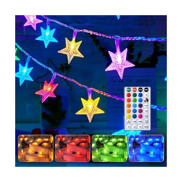 ZL Star String Lights Battery Operated - 17 ft 50 LED Color Changing ...