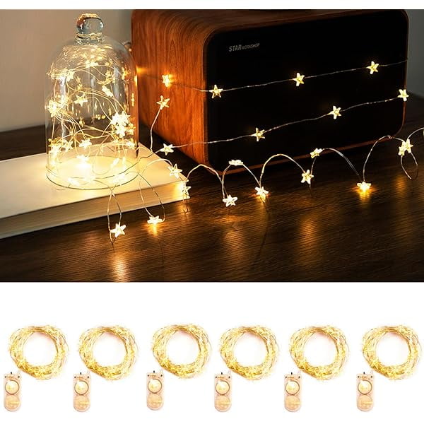 ZL6 Packs 6.6ft 20 LEDs Star Fairy Lights Battery Operated,Mini Star ...