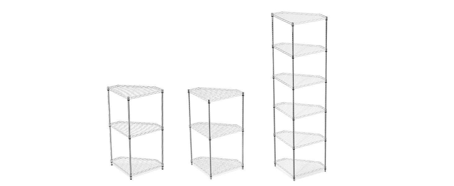 ZL6 Tier Shelf Corner Wire Shelf Rack Pentagonal Shelves Adjustable ...