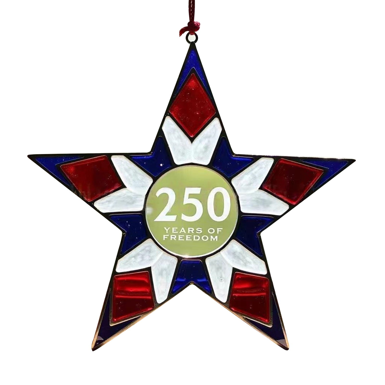 ZLBDYG 250th Anniversary 4th of July Star Pendant - Patriotic Red White ...