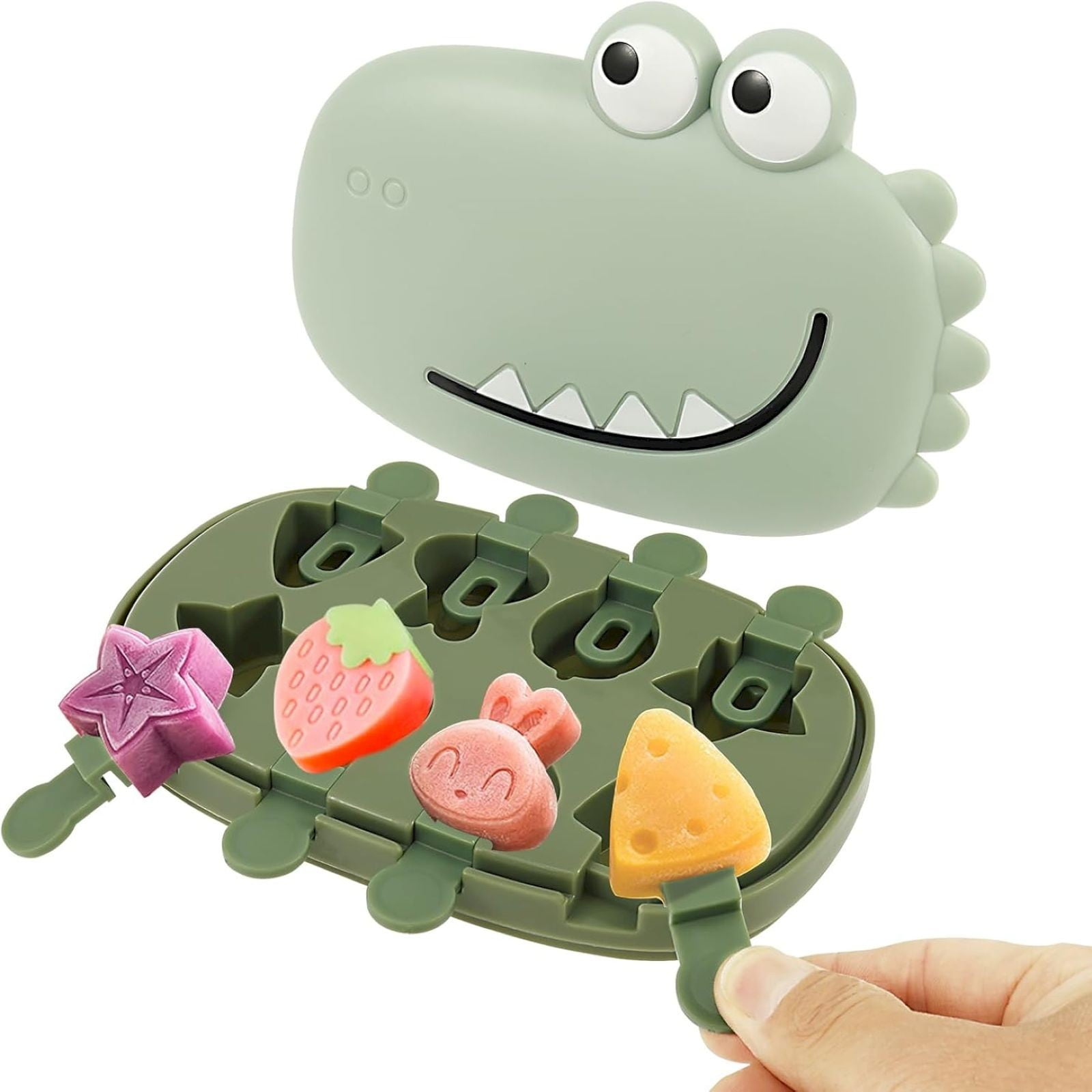 ZLBDYG Cartoon Popsicle Molds for Kids - 8-Cavity Silicone Ice Cream ...