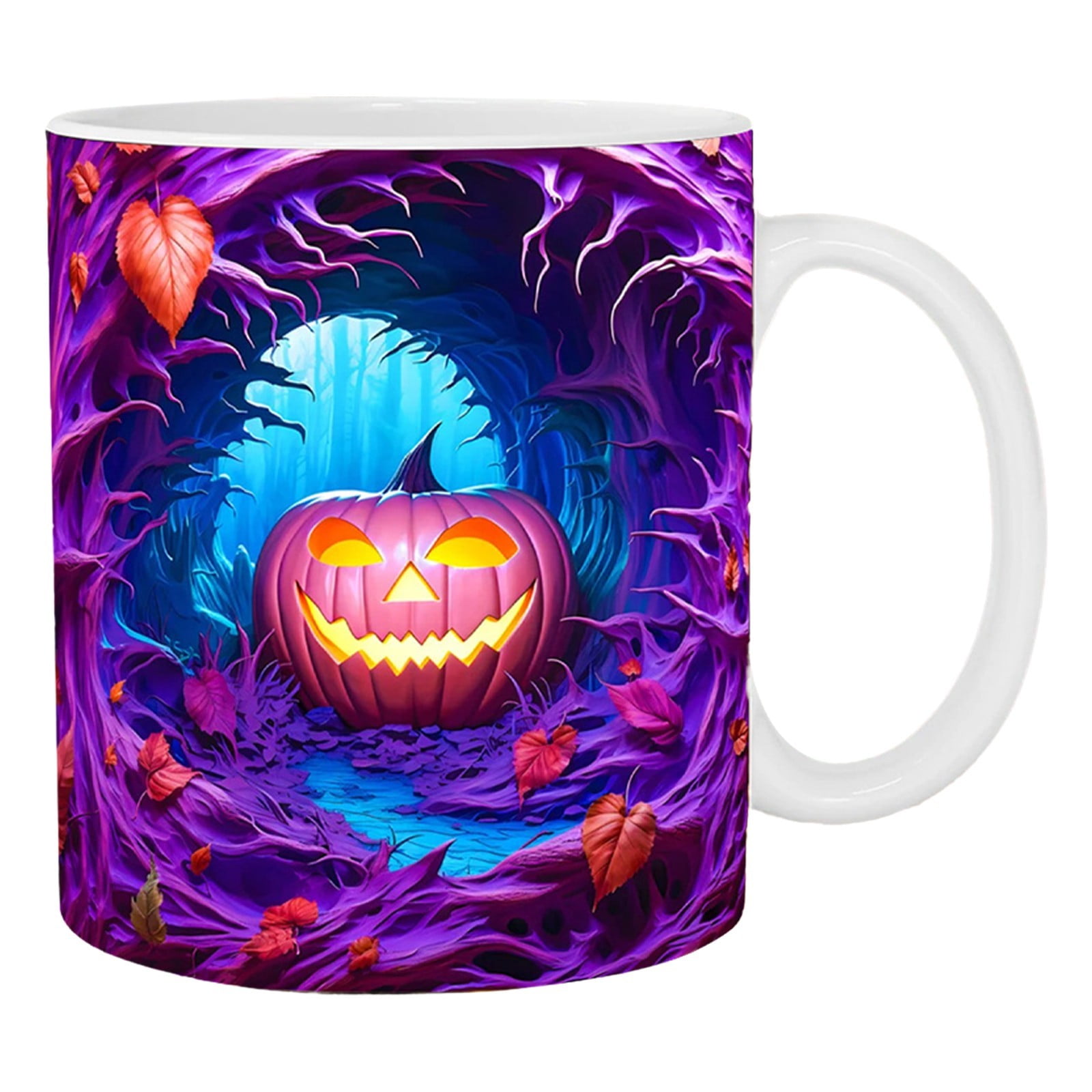 ZLBDYG Ceramic Halloween Tea Cup with Handle - Cute Juice Mug for Fall ...