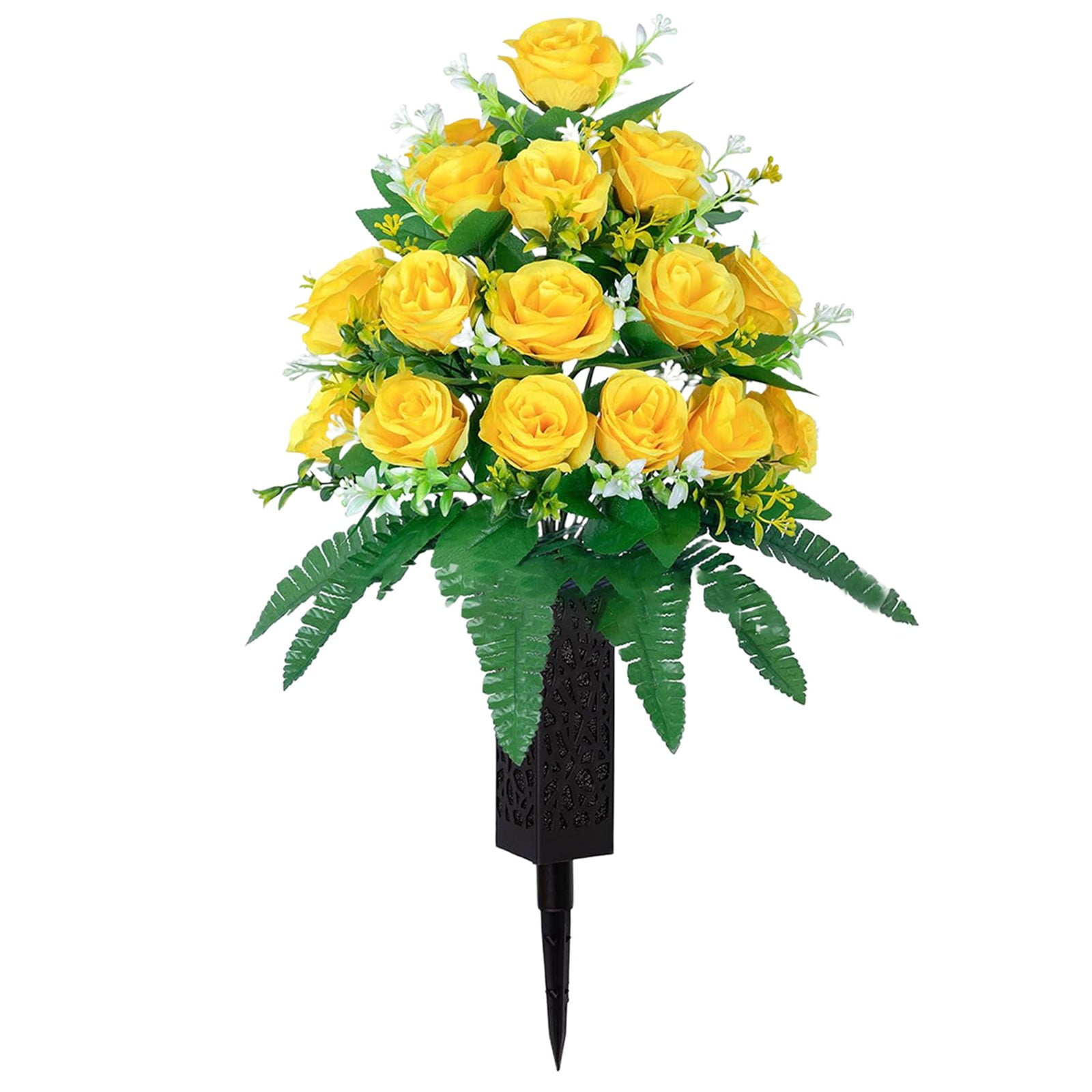 ZLBDYG Fade Silk Cemetery Memorial Flowers with Vase - Realistic ...