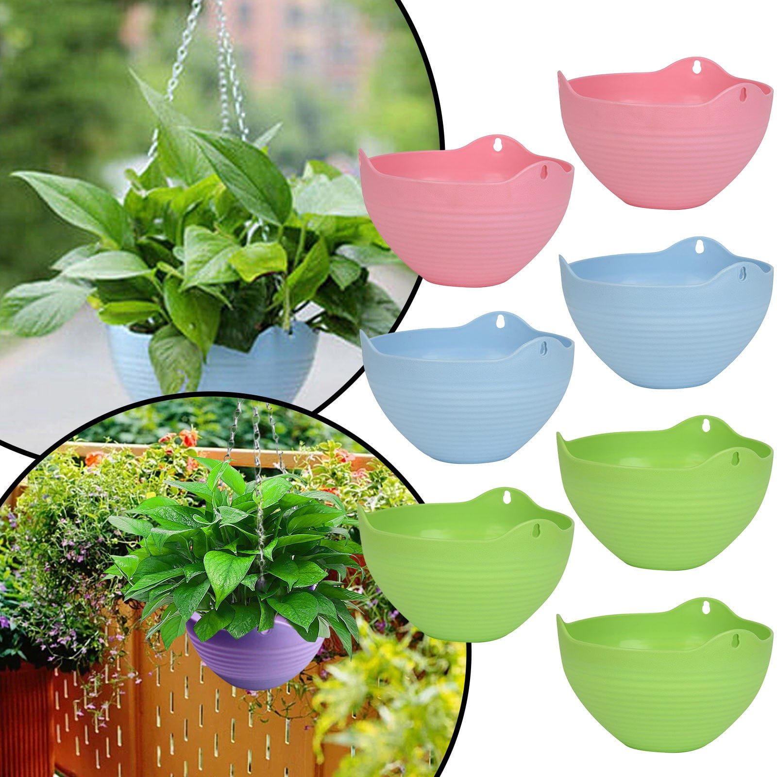 ZLBDYG Hanging Planters - Set of 7 White Pots, 7.8" Hanging Flower Pots ...