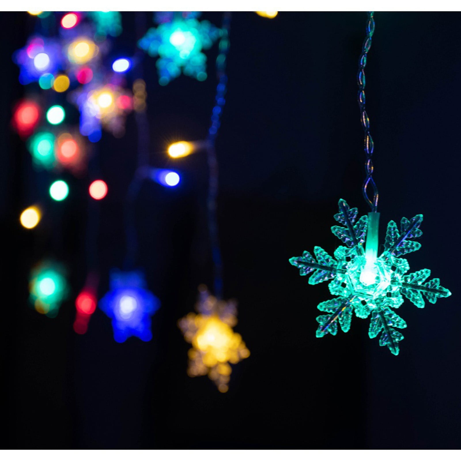 ZLBDYG LED Snowflake Curtain Lights with String Lights, Energy ...