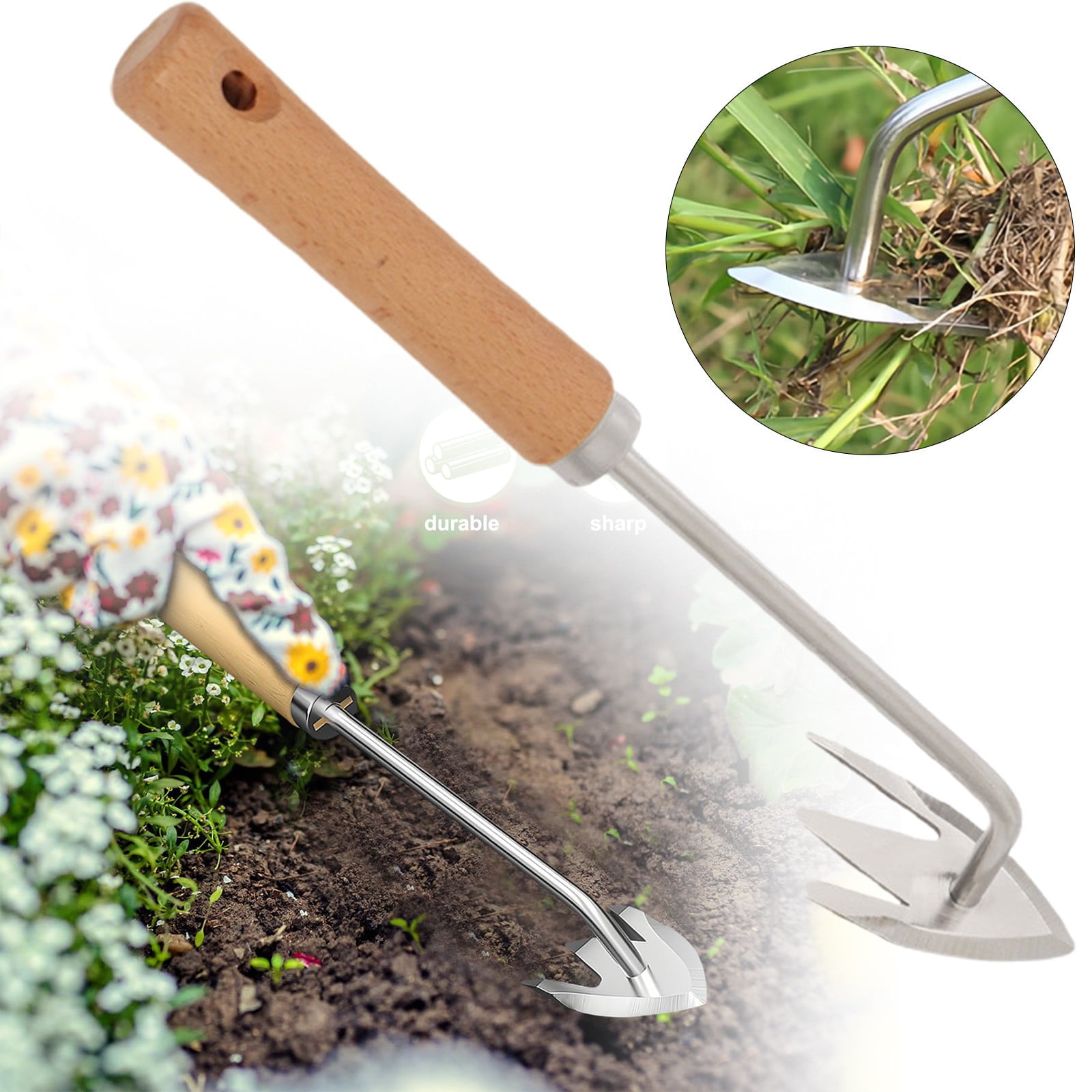 ZLBDYG Manual Weed Puller Tool – 3-Tooth Stainless Steel Weeder with ...