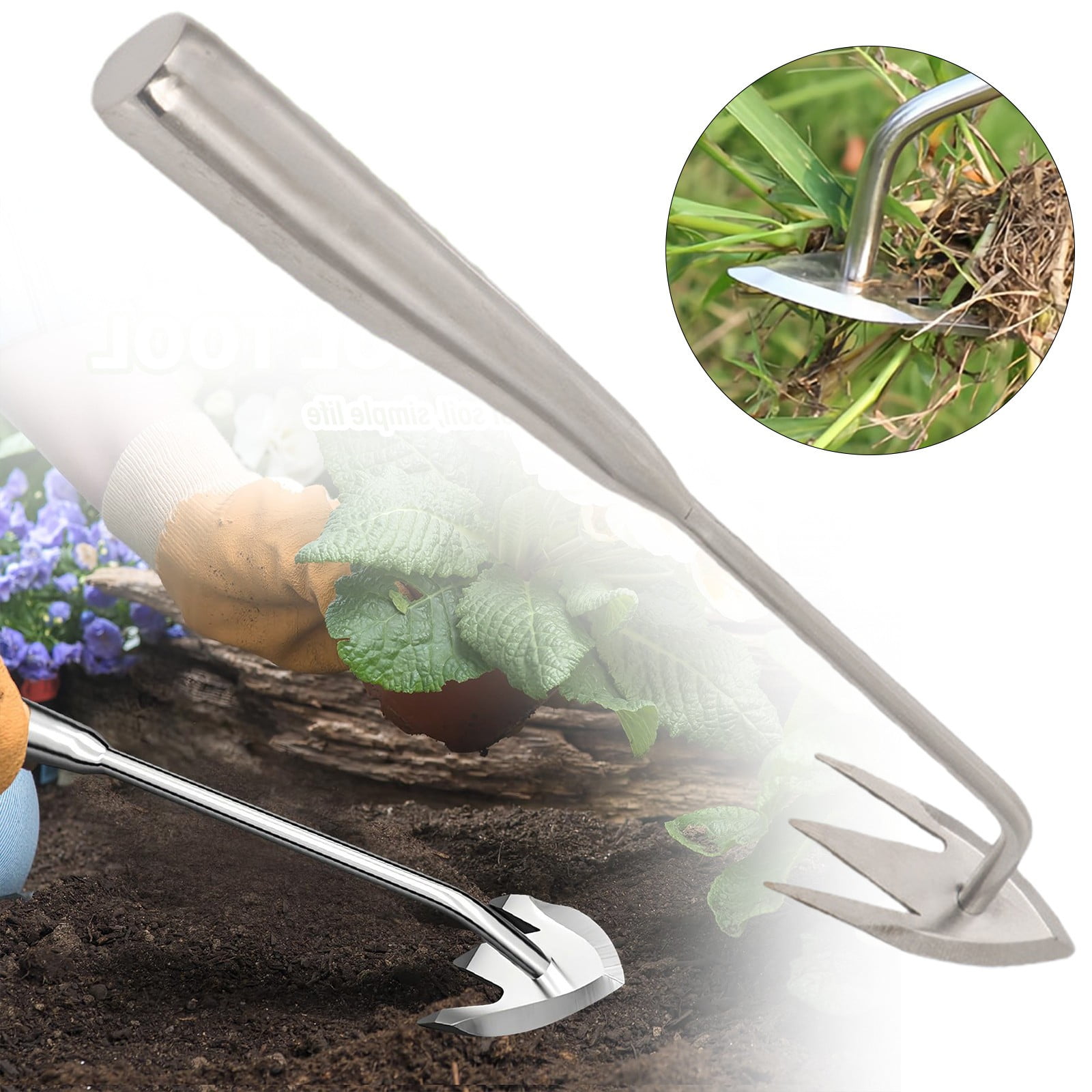 ZLBDYG Manual Weed Puller Tool – 3-Tooth Stainless Steel Weeder with ...