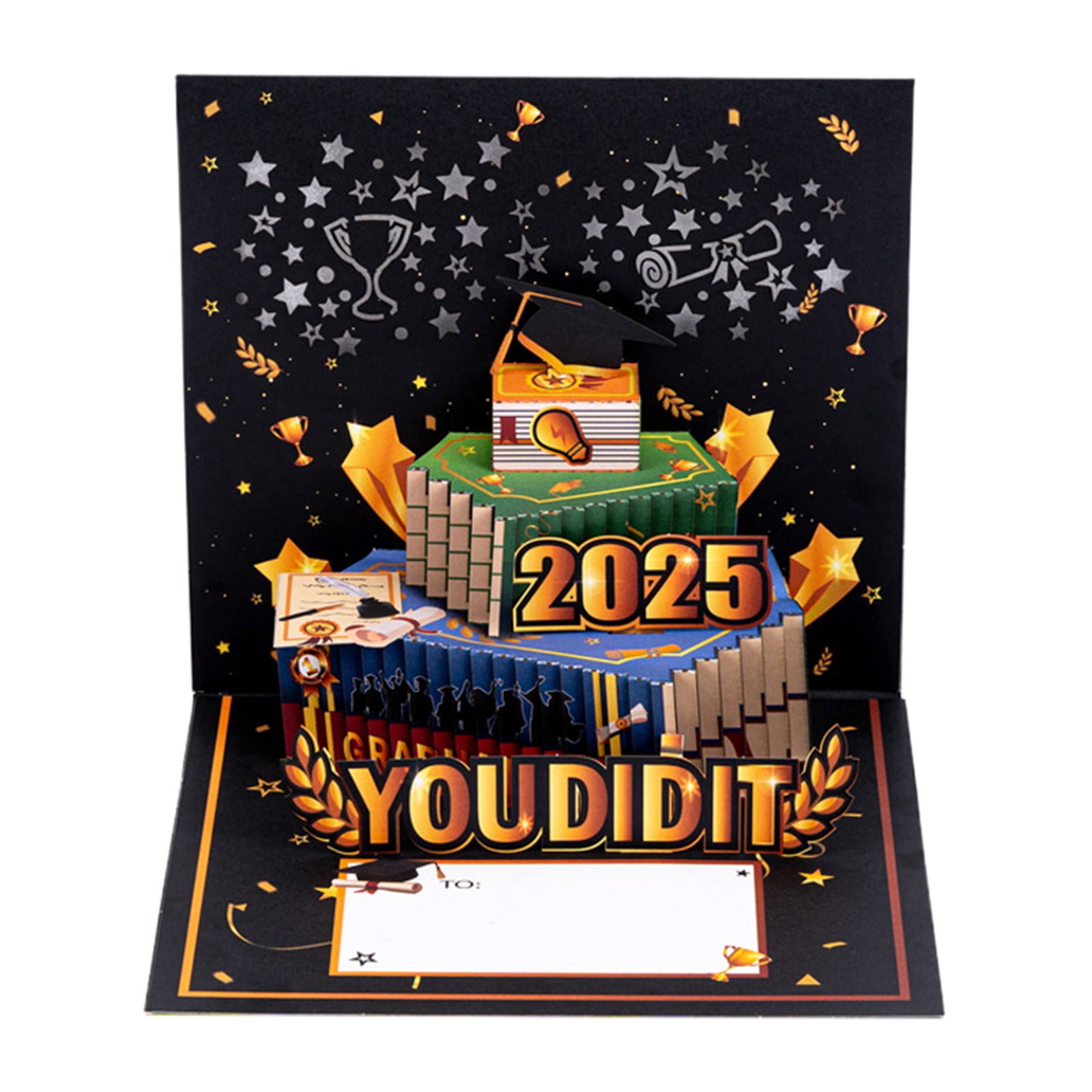 ZLBDYG Pop Up Graduation Card 2025-3D Musical Congrats Grad Lights ...