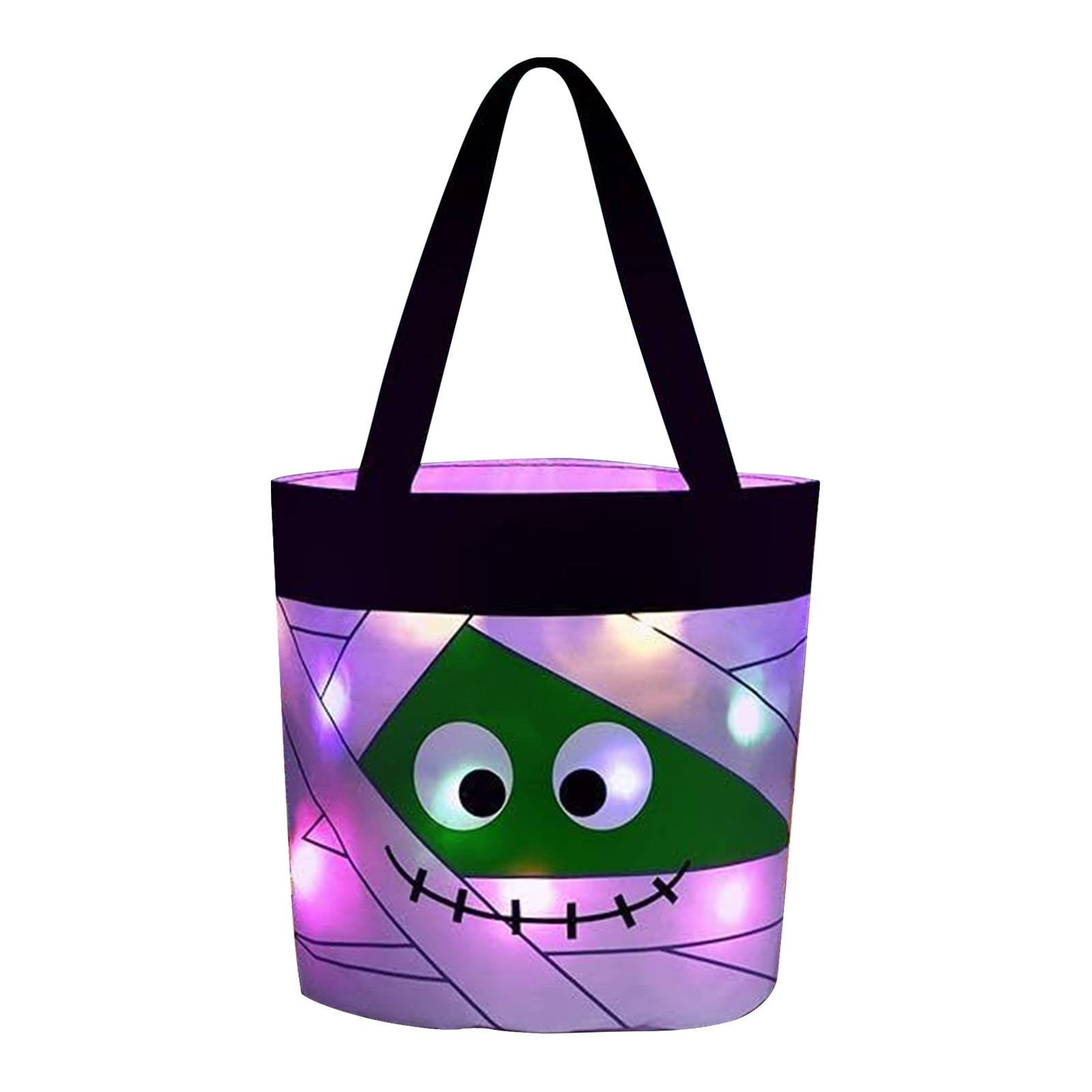 ZLBDYG Reusable LED Light up Pumpkin Candy Basket Bag - 4 Styles ...