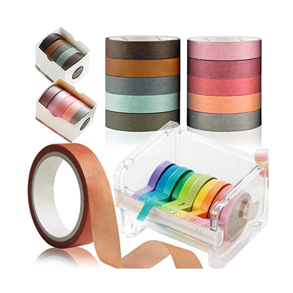 ZLC 10 Roll Colorful Masking Paper Tapes, Masking Tape Set with Washi ...