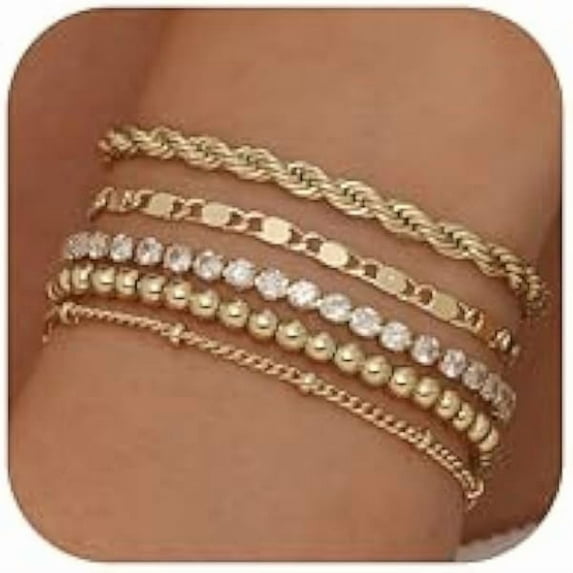ZLC 16k Chunky Gold Plated Bracelets for Women Non Tarnish, Womens Gold ...