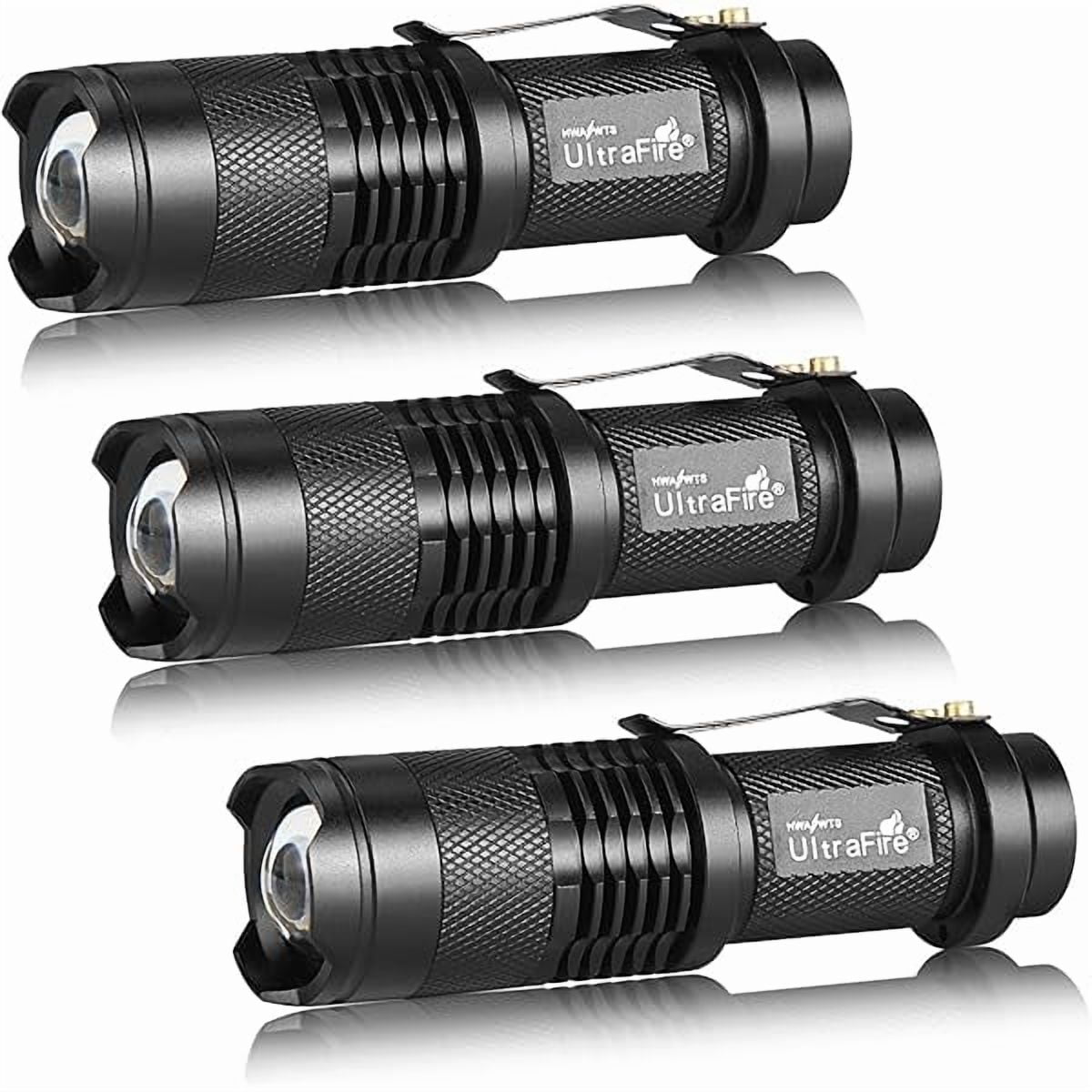 ZLC 3 Pack Mini Flashlights Focus Adjustable SK68 Single Mode Tactical ...