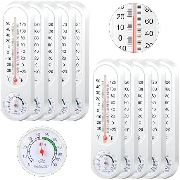 ZLC 3 Pcs Indoor Outdoor Wall Thermometer Humidity Meter Vertical ...