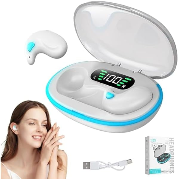 ZLC Bone Conduction Sleep Bluetooth Earbuds, in-Ear 5.3 Wireless Noise Canceling Earbuds for ...